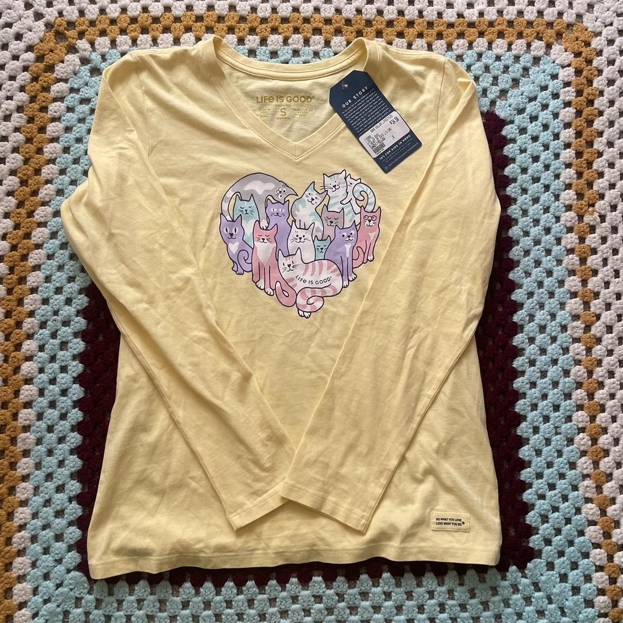Yellow Life is Good long sleeve shirt. For the cat... - Depop
