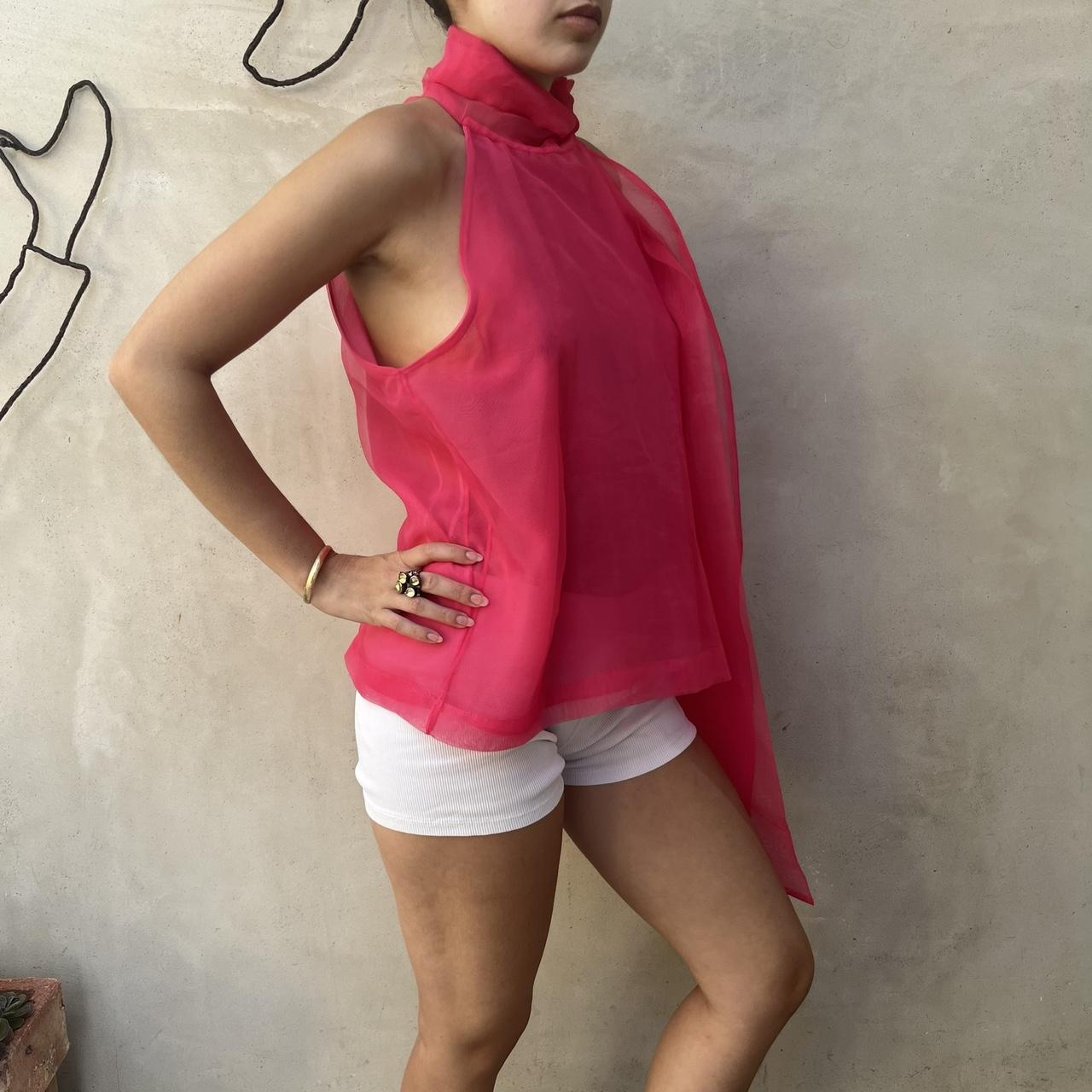 Glamorous hot pink organza halter top with scarf... - Depop