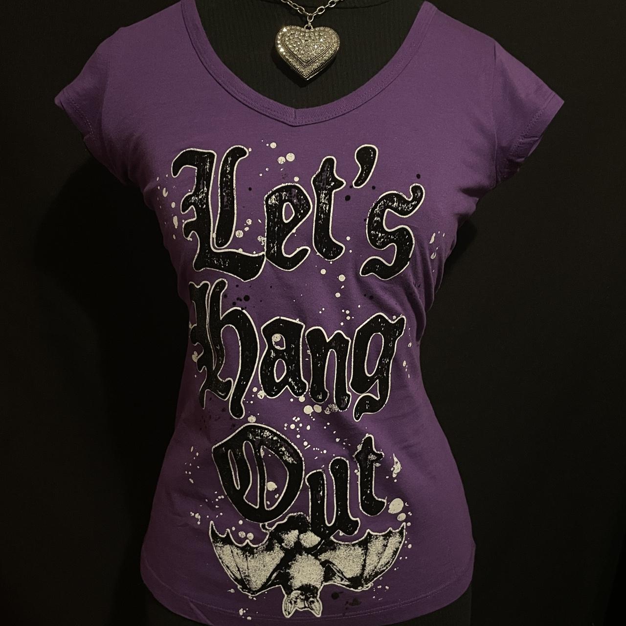 Deadstock 2010 “let’s hang out” emo goth bat shirt.... - Depop