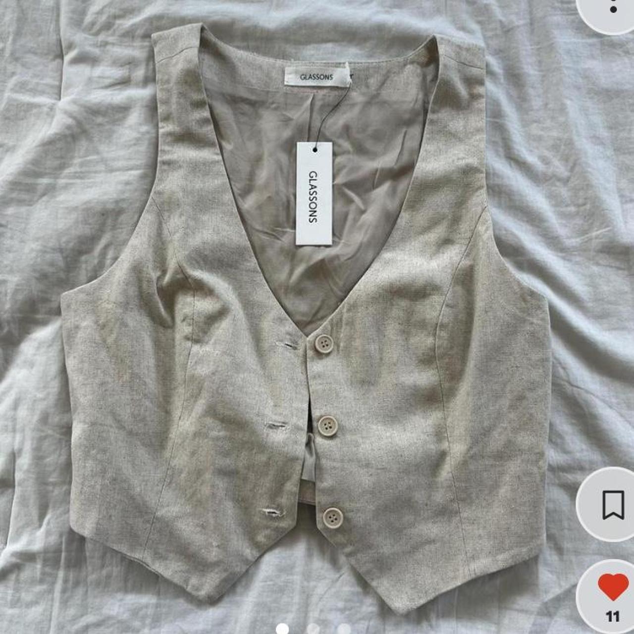Glassons linen tan vest Only wore to try on #summer... - Depop