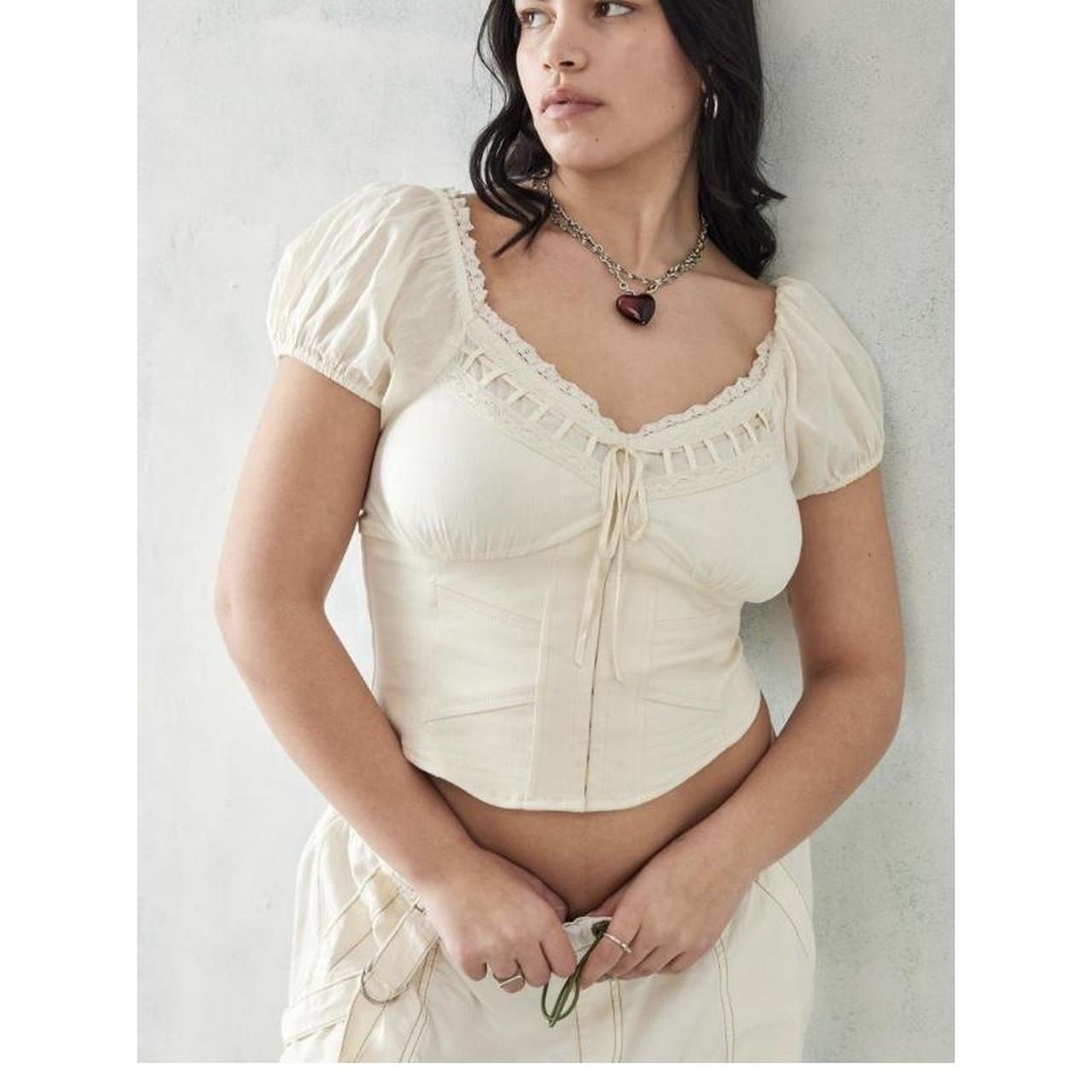 Urban outfitters milk maid prairie style corset top... - Depop