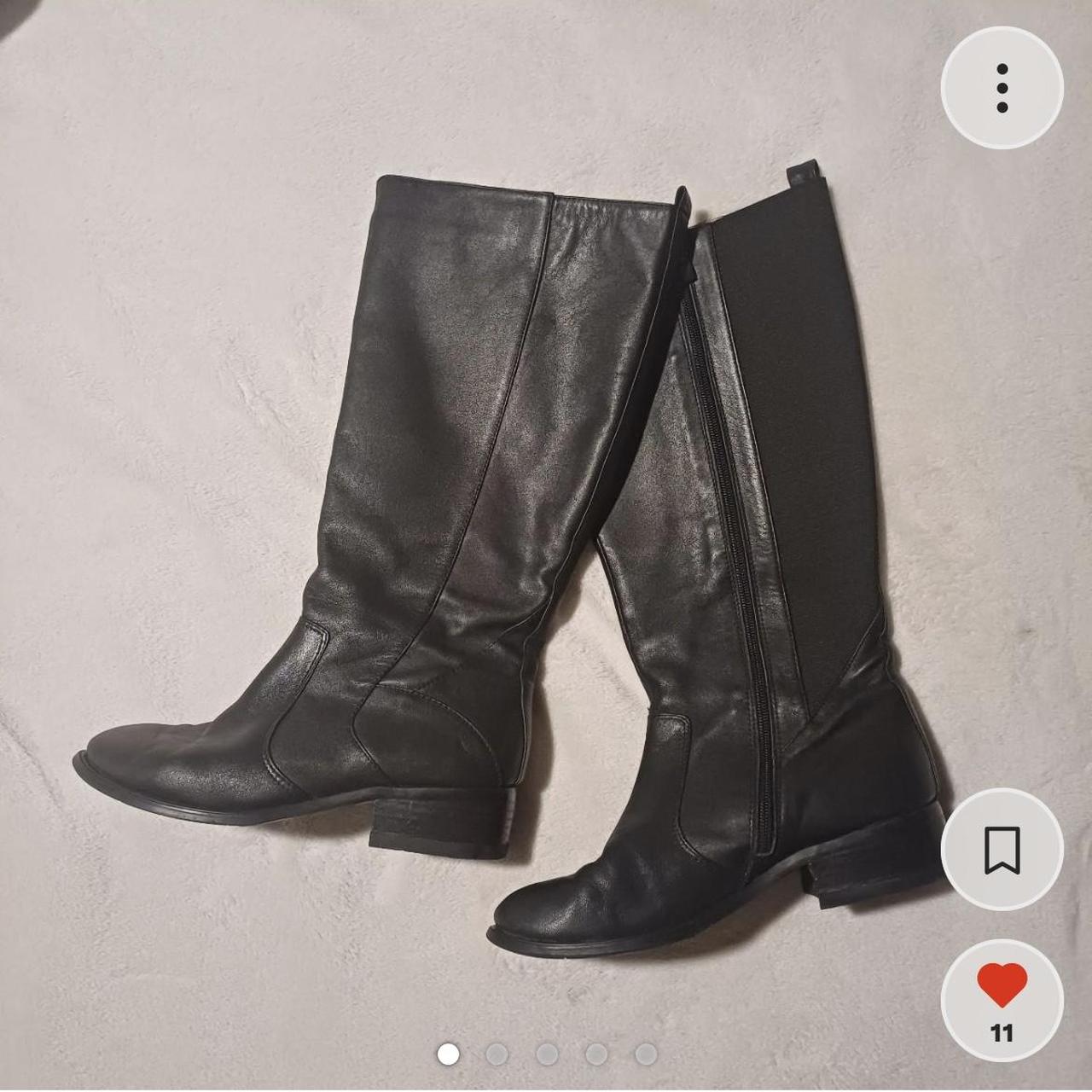 Repop ️‍🔥 Black leather knee high boots. In excellent... - Depop
