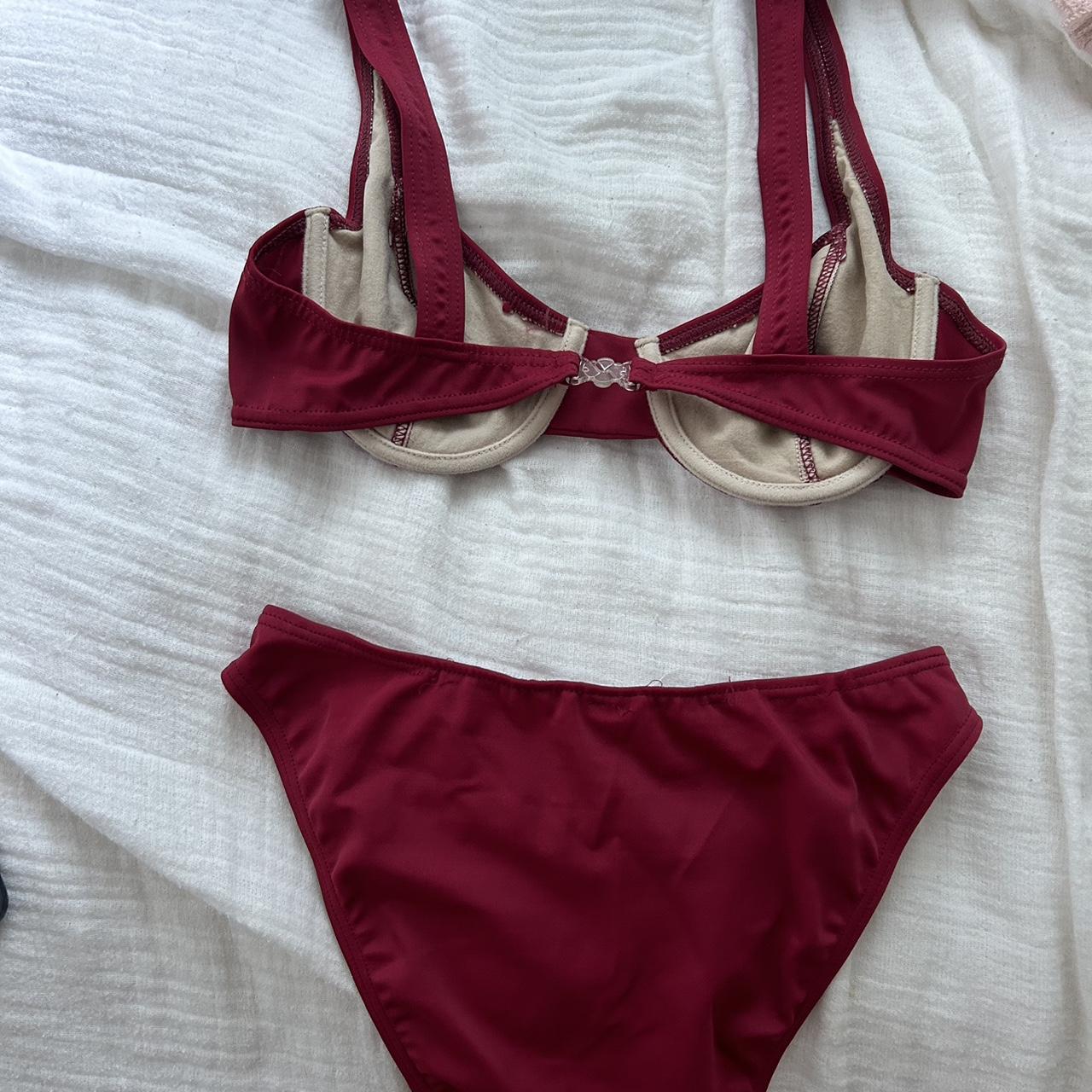 Beautiful maroon bikini High waisted Size 6 - Depop