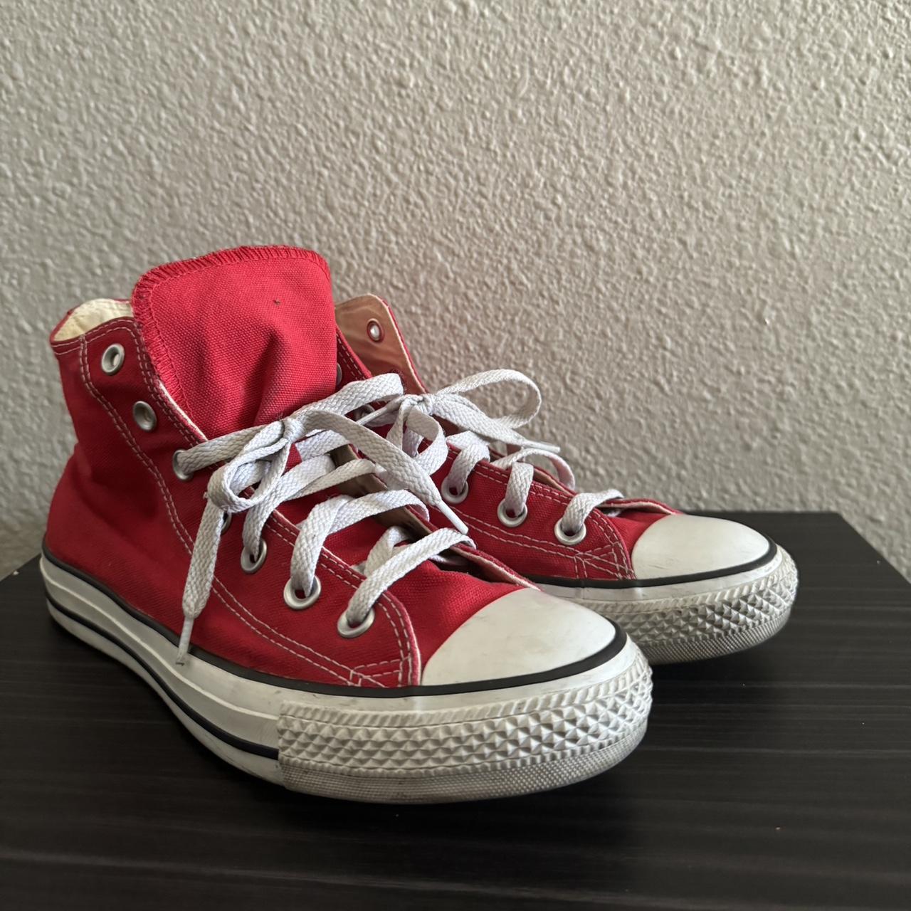 Red high top converse Size Wms 8 Good condition... - Depop