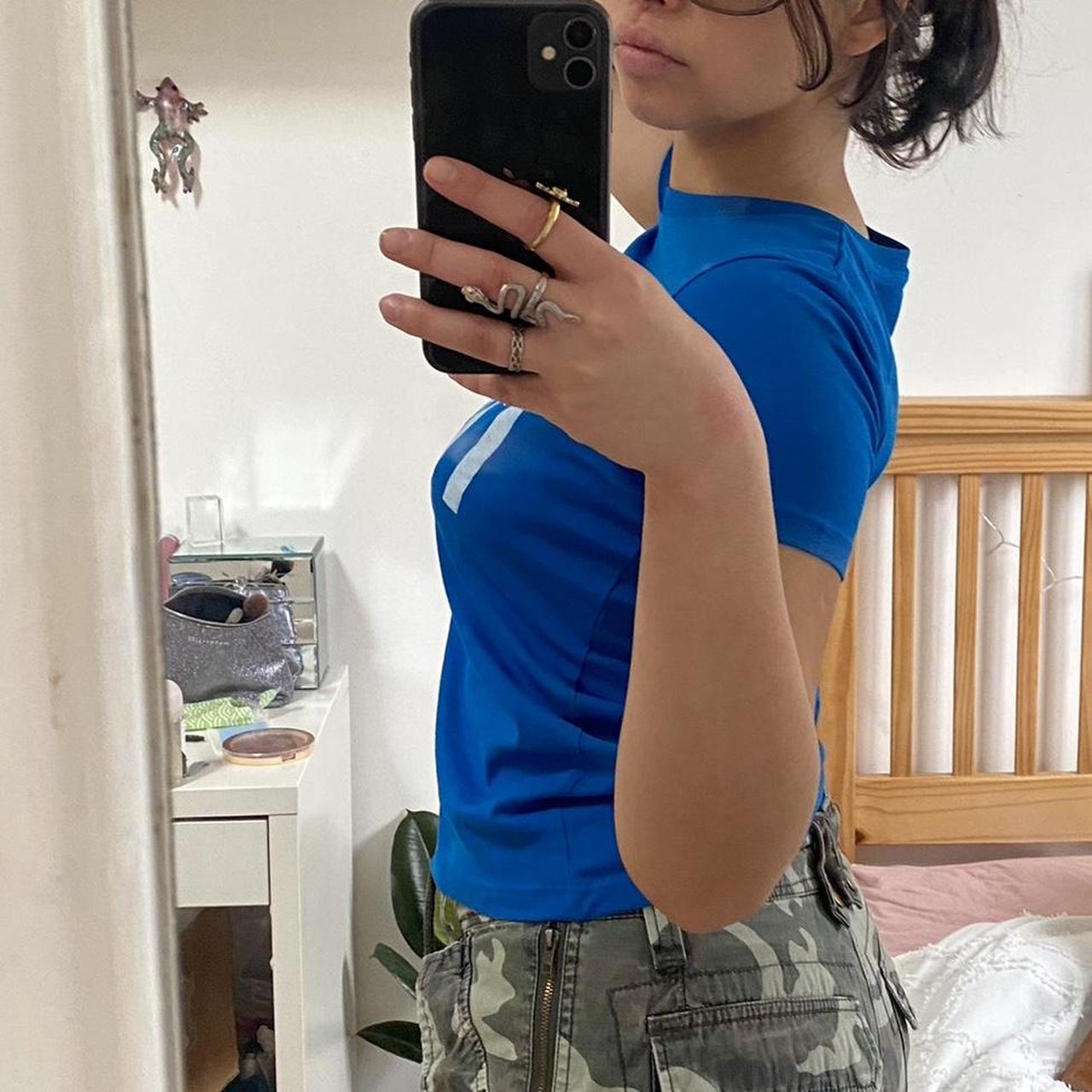 •2000s Italia Italy blue football top baby tee with... - Depop