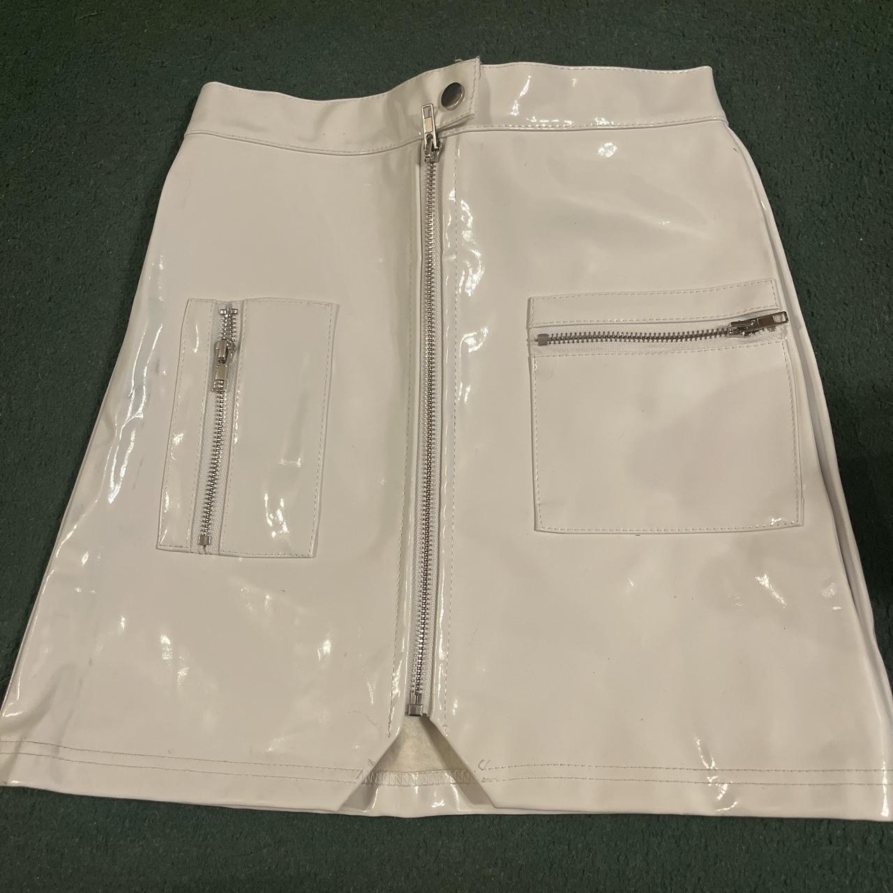 White PVC high waisted skirt Size small… best for... - Depop