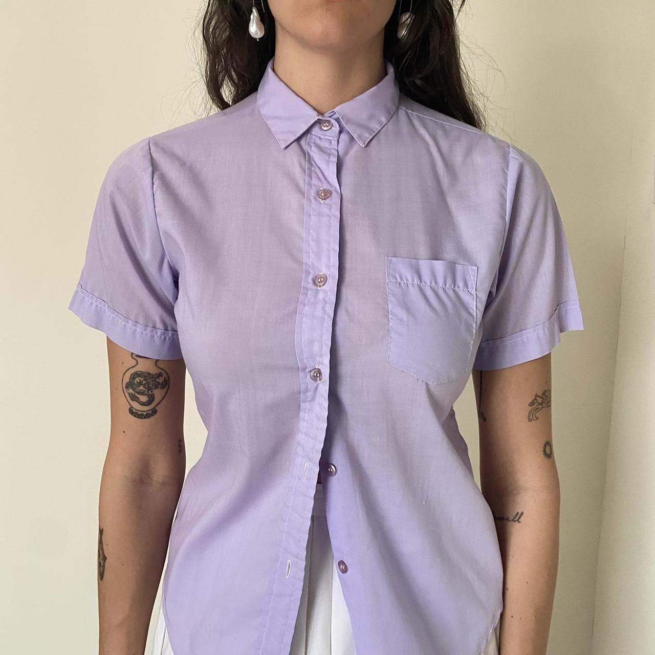 Super super cutie lavender vintage button down... - Depop