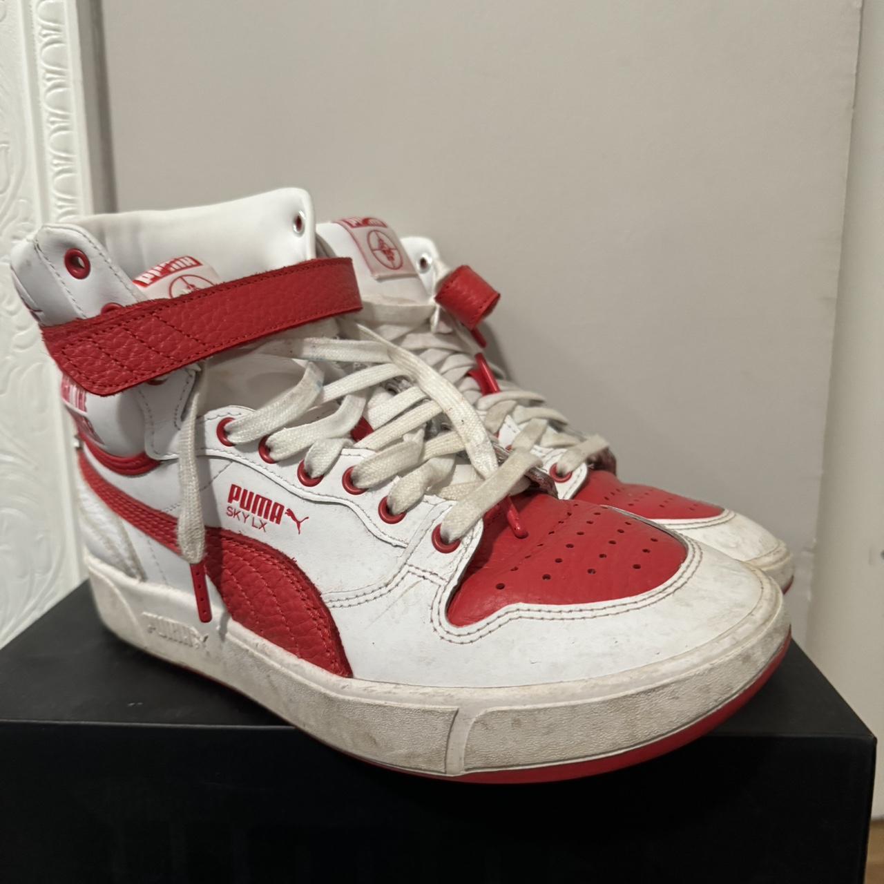 SKY HIGH PUMA HIGH TOPS FIGHT THE POWER size 8.... - Depop