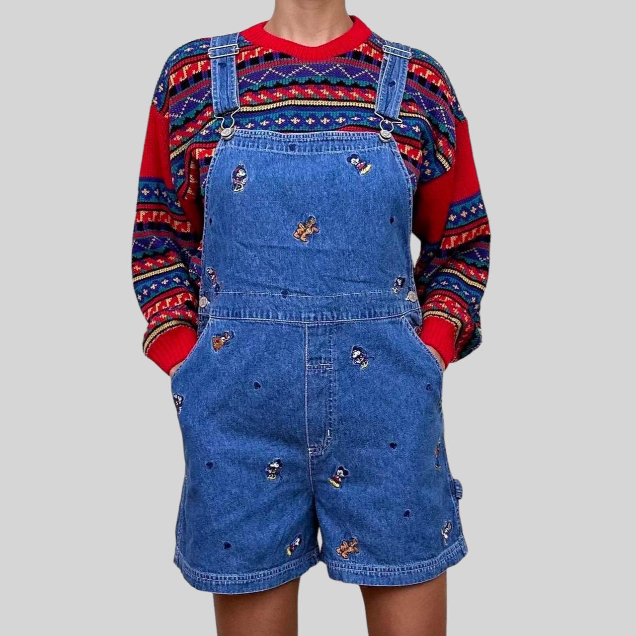 Disney vintage dungarees blue denim mickey mouse and... - Depop