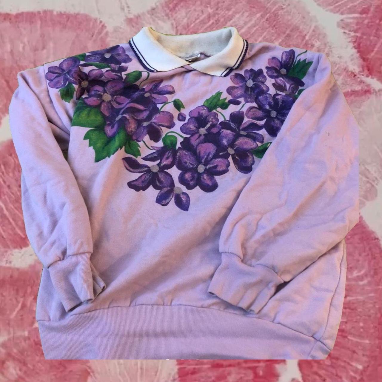 purple grandma sweater adorable collar flawed,... - Depop
