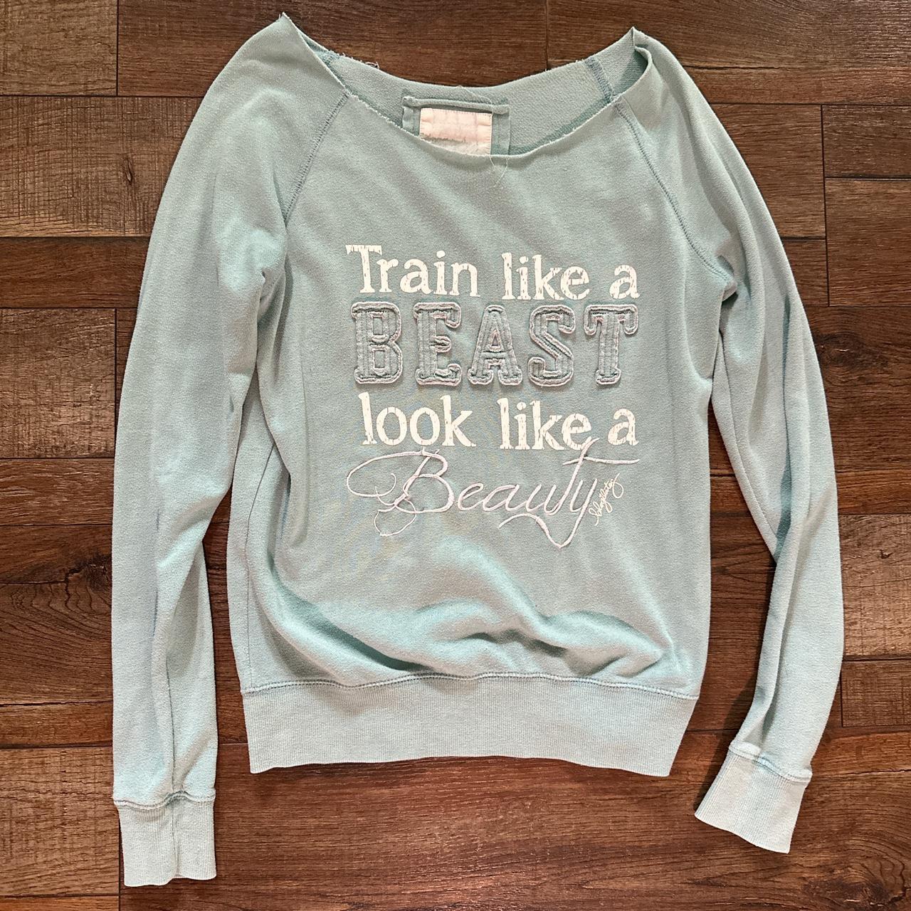 Blogilates sweater It’s so old the tag is faded, but... - Depop