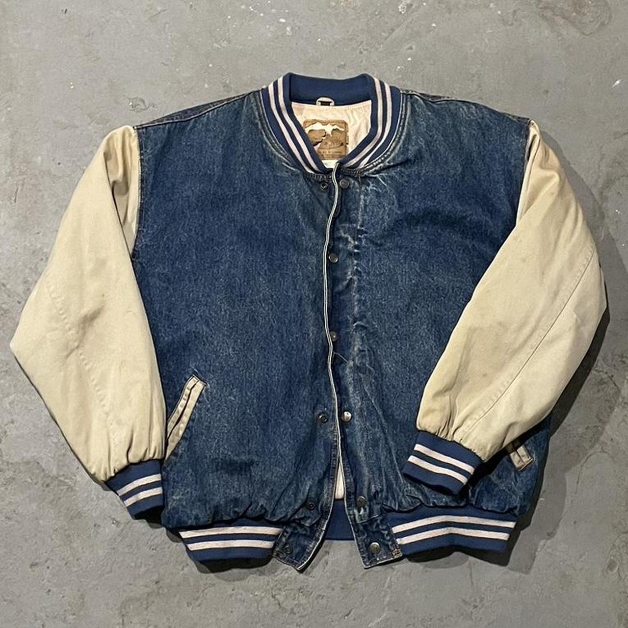 Vintage 90’s Arizona Jeans Denim Stadium Jacket... - Depop