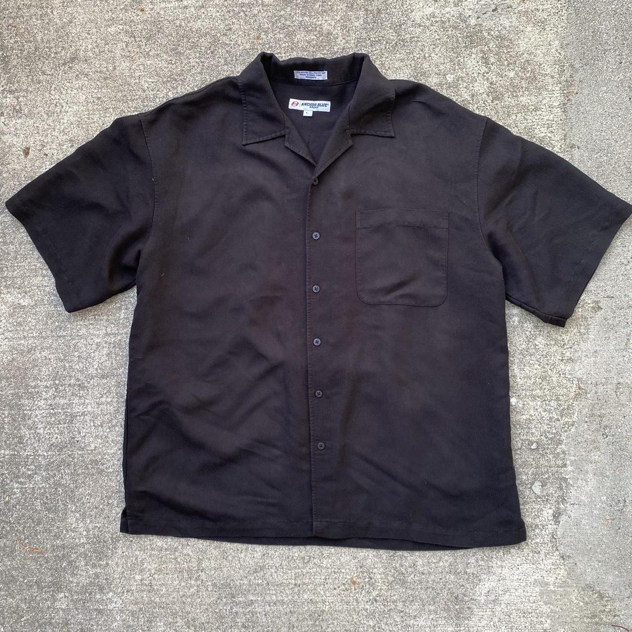 Anchor Blue camp collar button up. Black Size:... - Depop