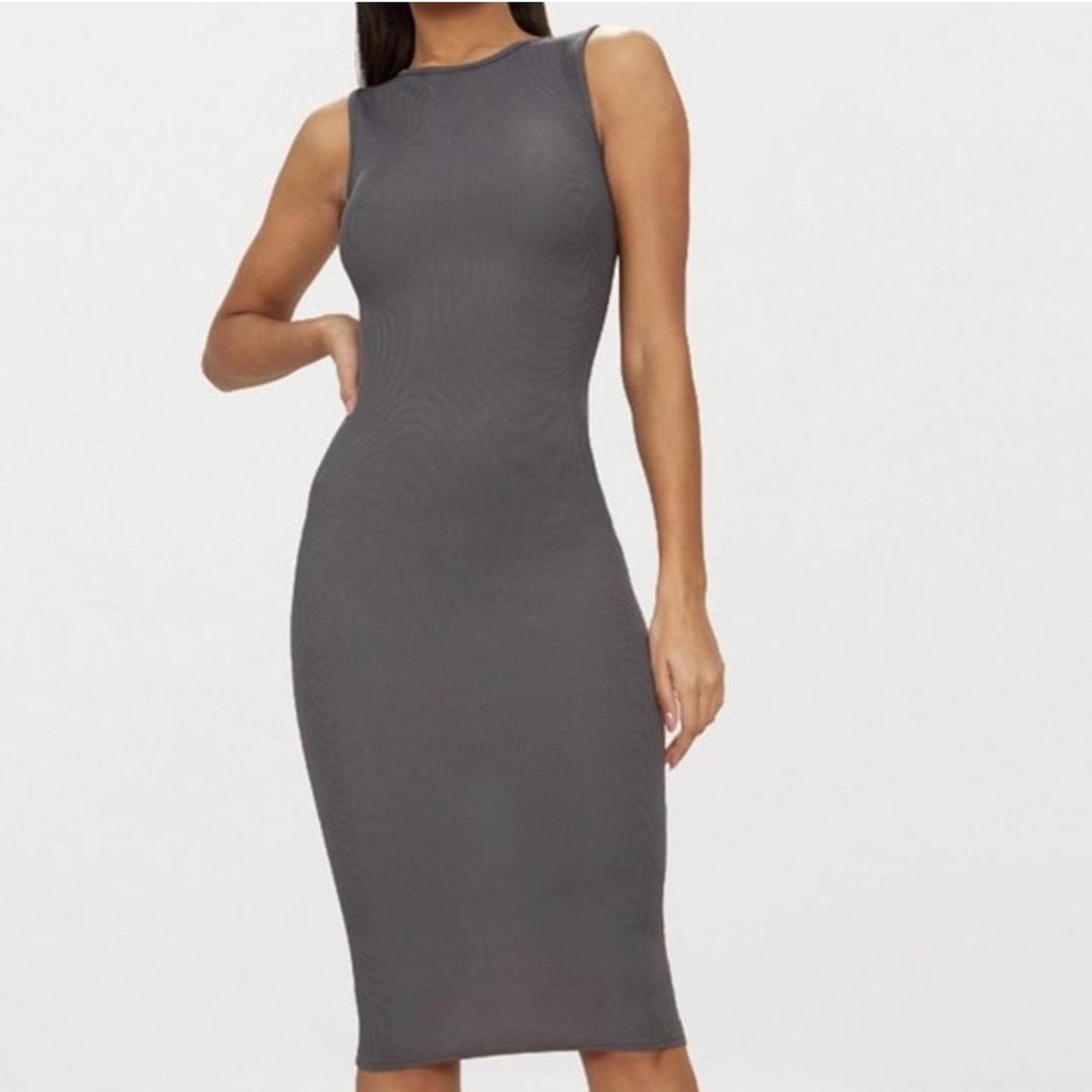 grey ribbed dress- plt worn once - Depop