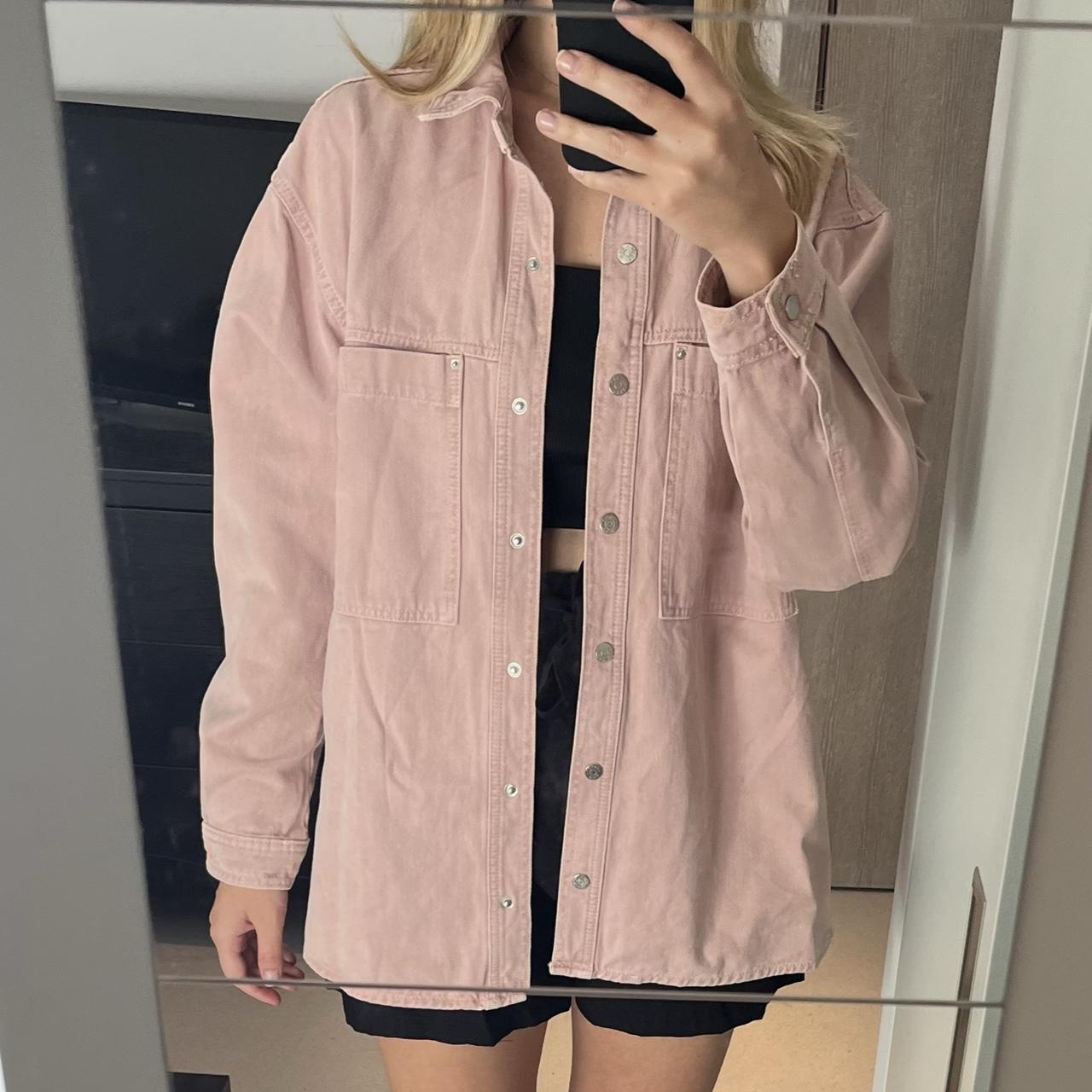 Mango dusty pink denim jacket In excellent... - Depop