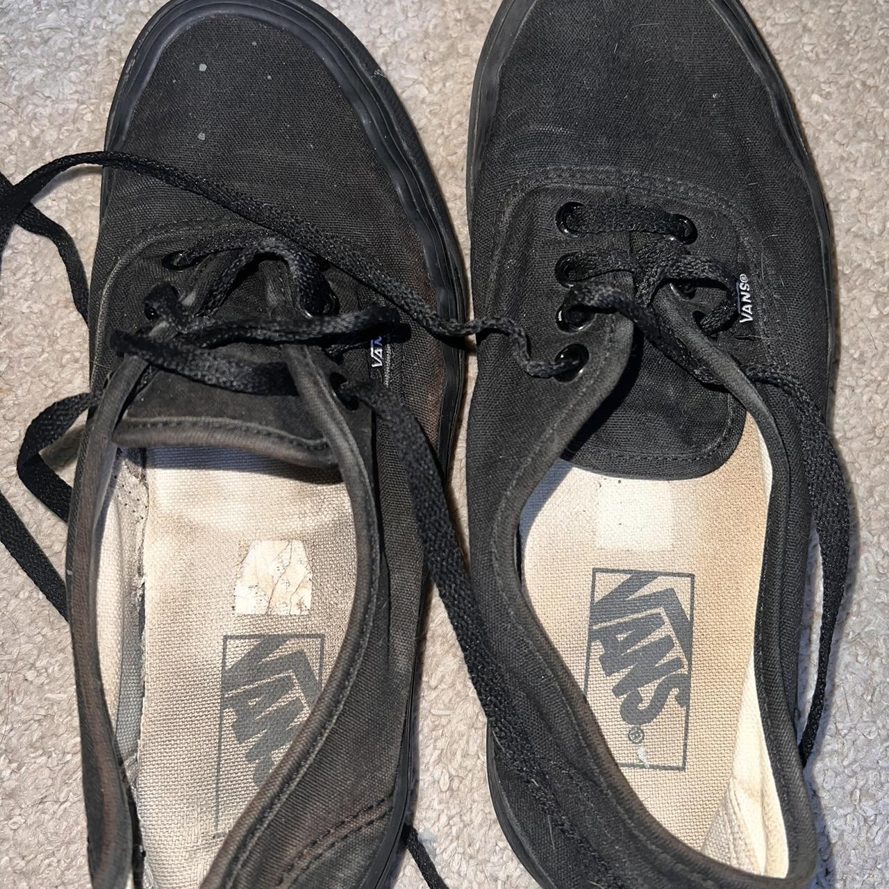 Black vans plimsoll trainers. Used. Have 2 pairs,... | Depop