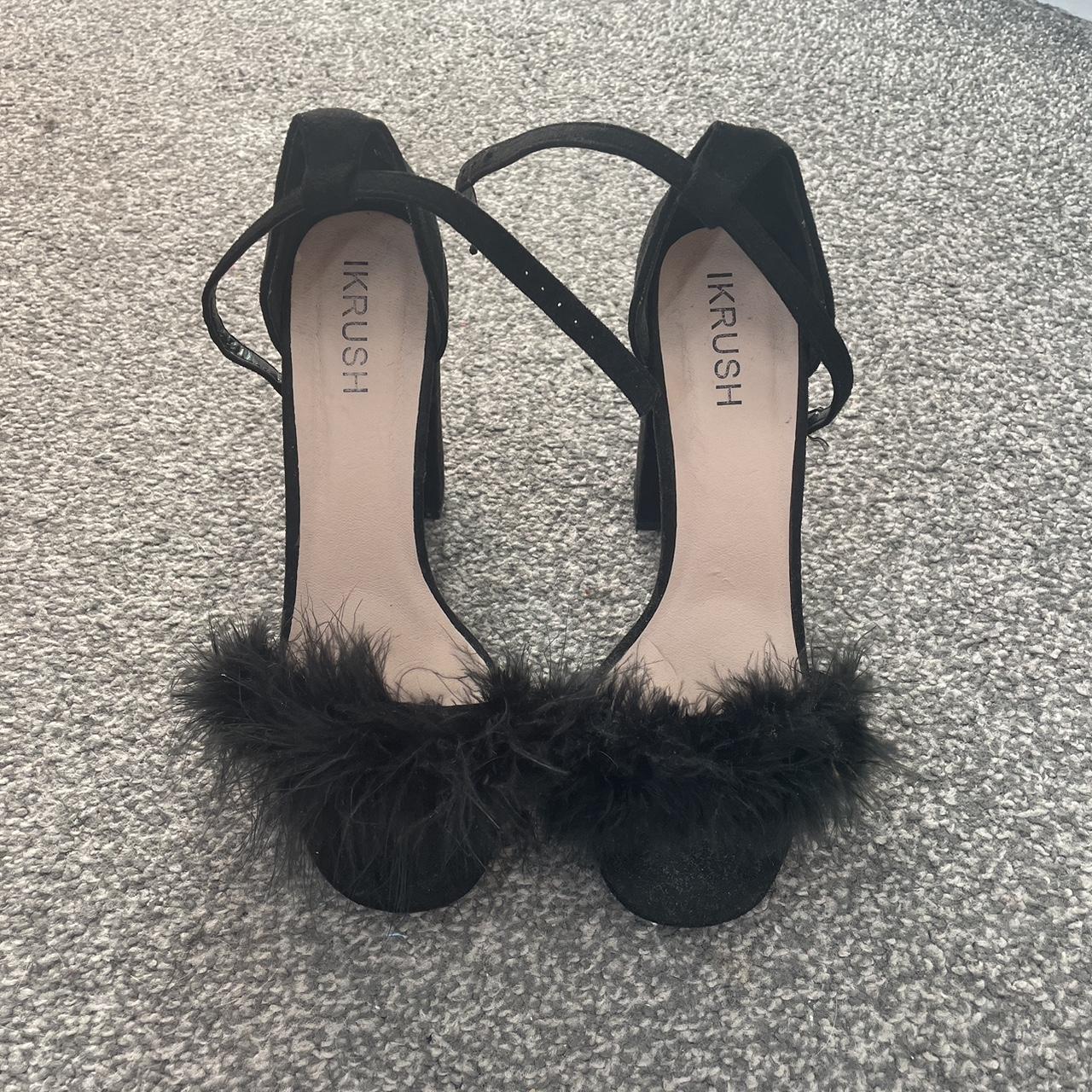 Ikrush black suede feather heels in size 5. Only... - Depop