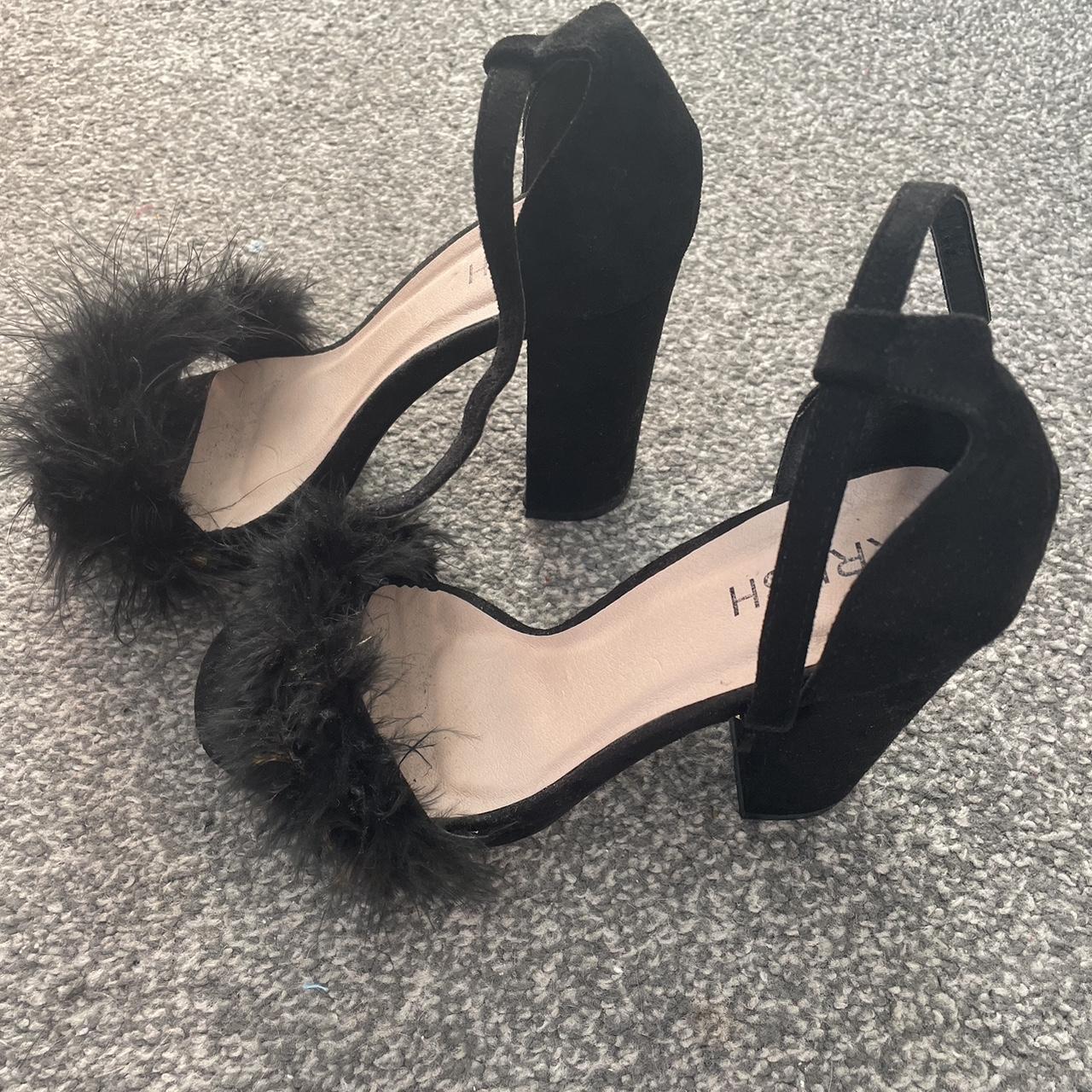 Ikrush black suede feather heels in size 5. Only... - Depop