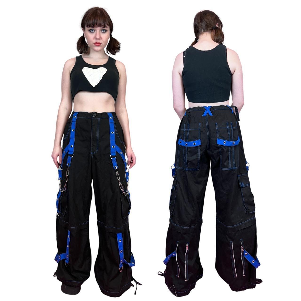 TRIPP NYC rave pants 🖤 • blue and black, zip-off... - Depop