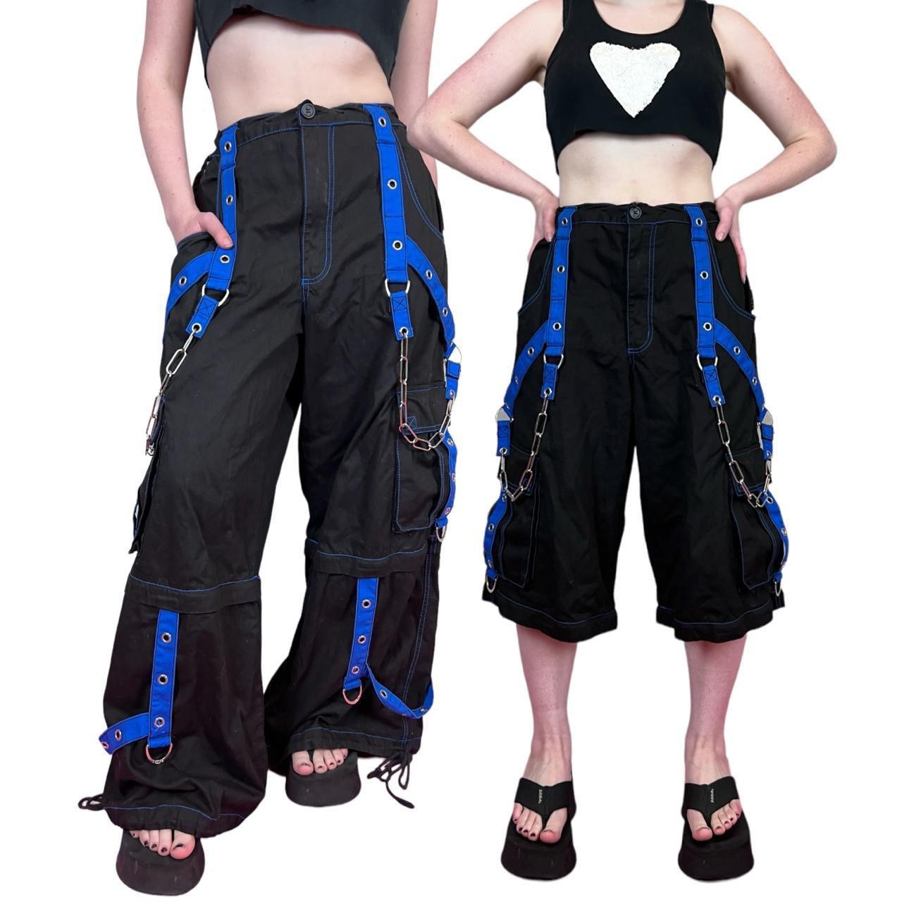 TRIPP NYC rave pants 🖤 • blue and black, zip-off... - Depop