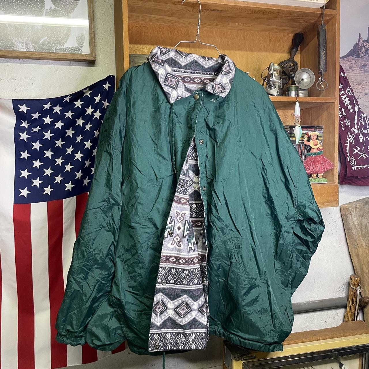 Reversible Green and white vintage Aztec print... | Depop