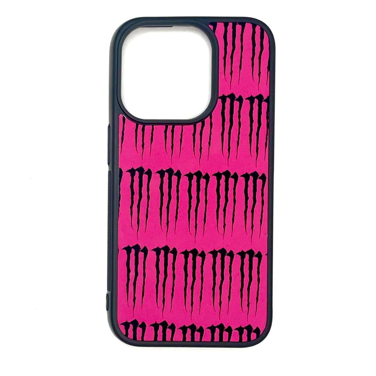 Pink and black monster energy phone case Iphone 15... | Depop