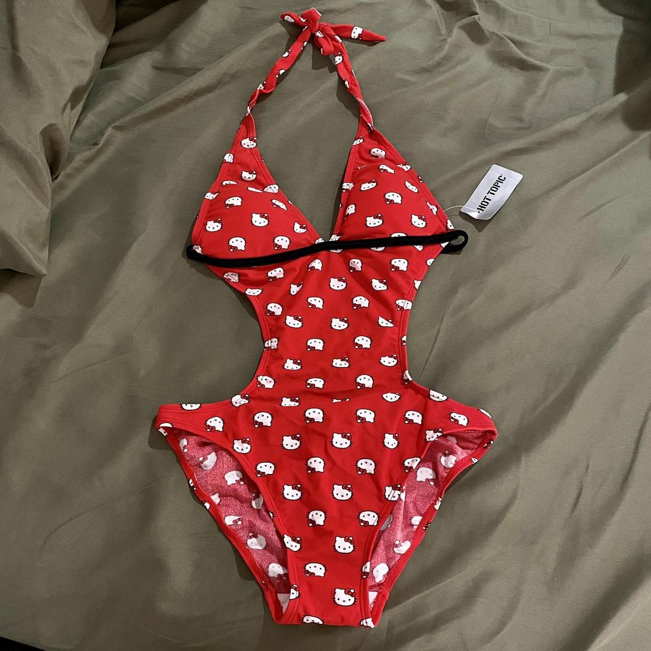 Hot Topic Womens Red And Black Swimsuit One Piece Depop