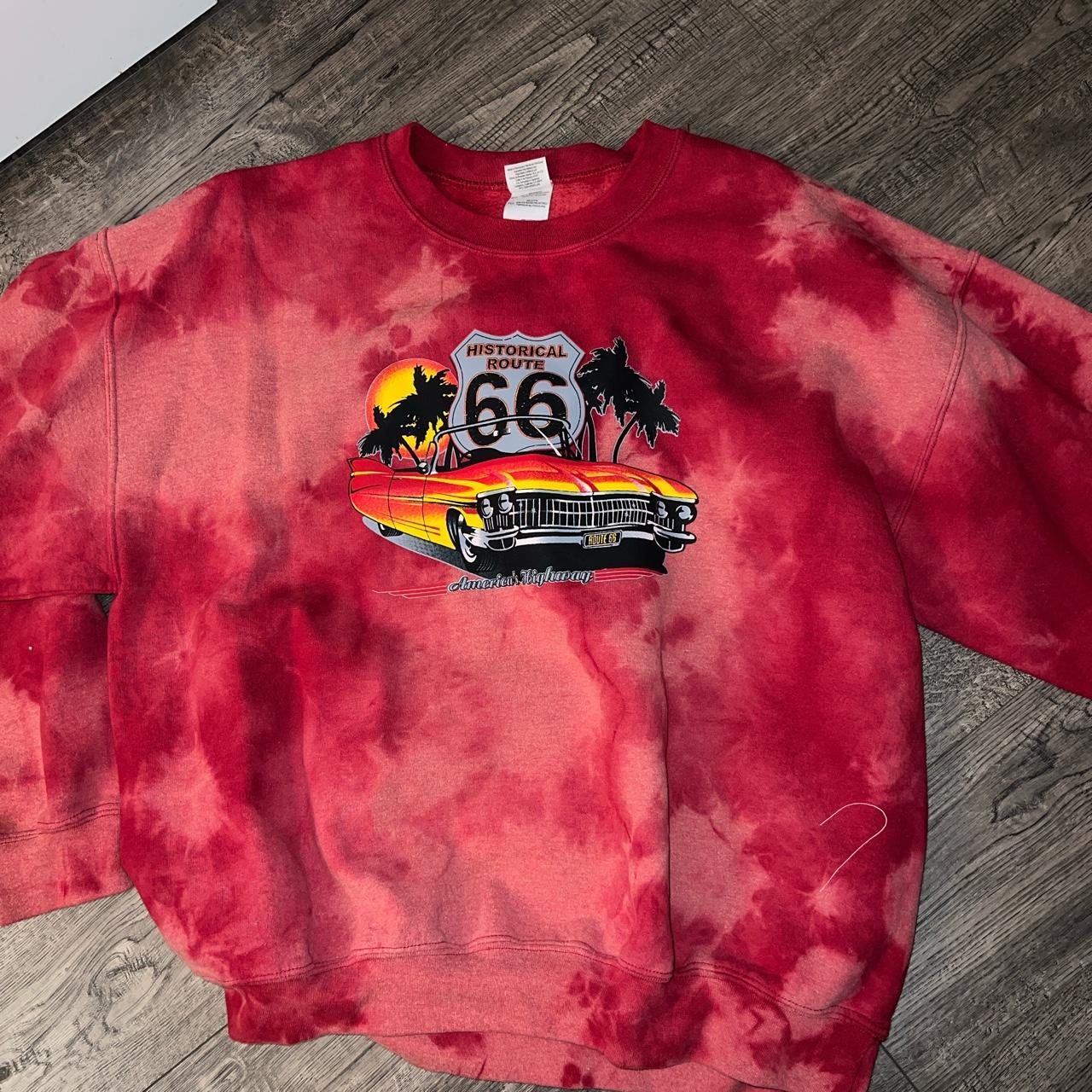 historical route 66 acid wash red sweater in XL.... - Depop