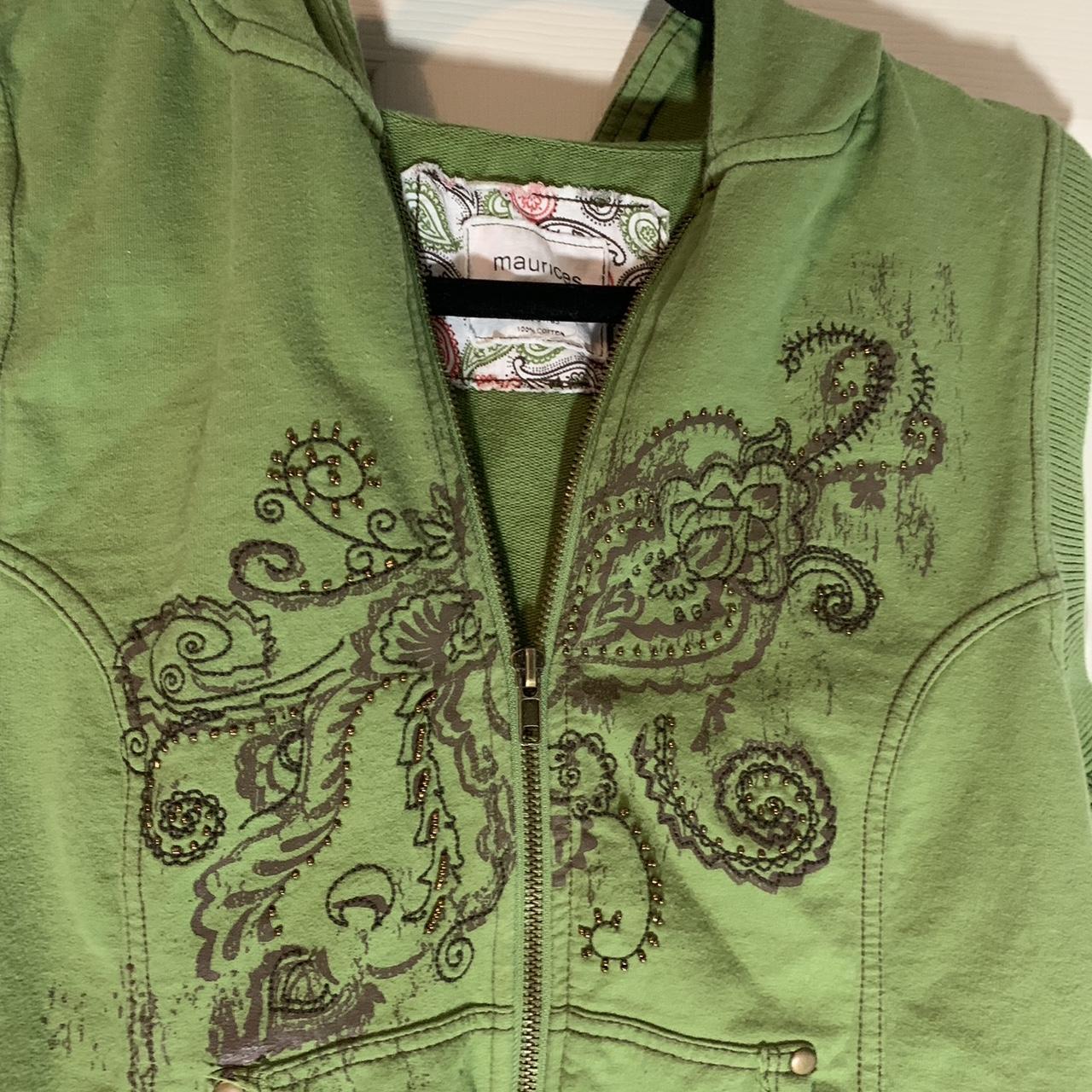 Green detailed zip up vest brand: maurices size:... - Depop