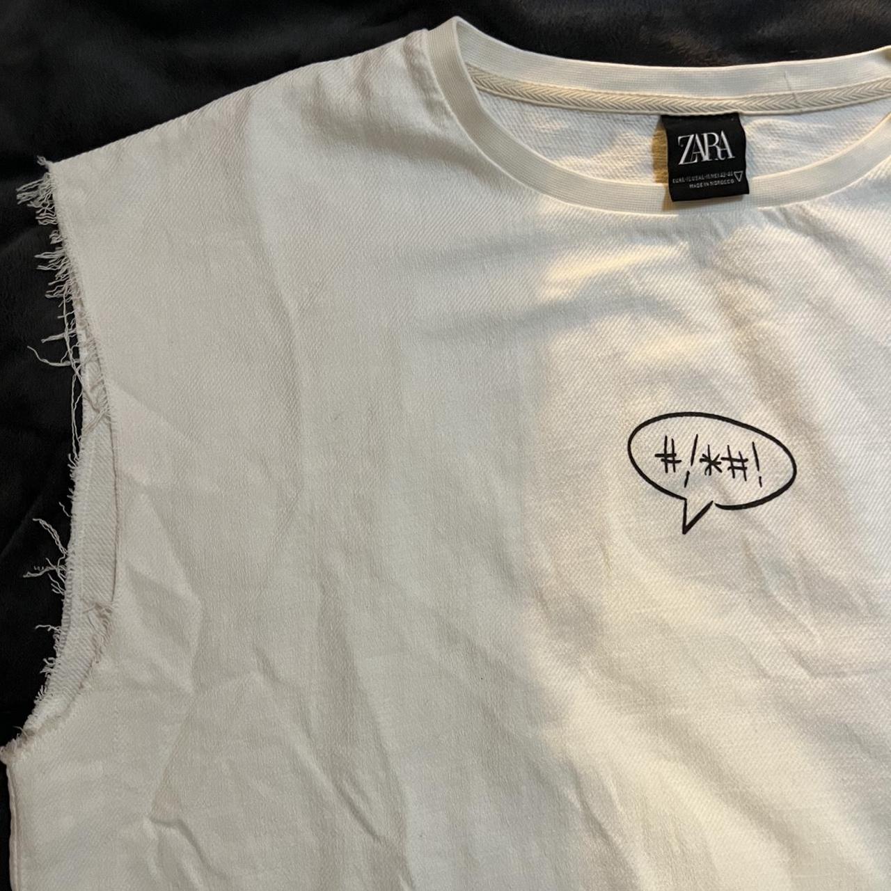 Zara distressed graphic cut off never worn Mens Size L - Depop