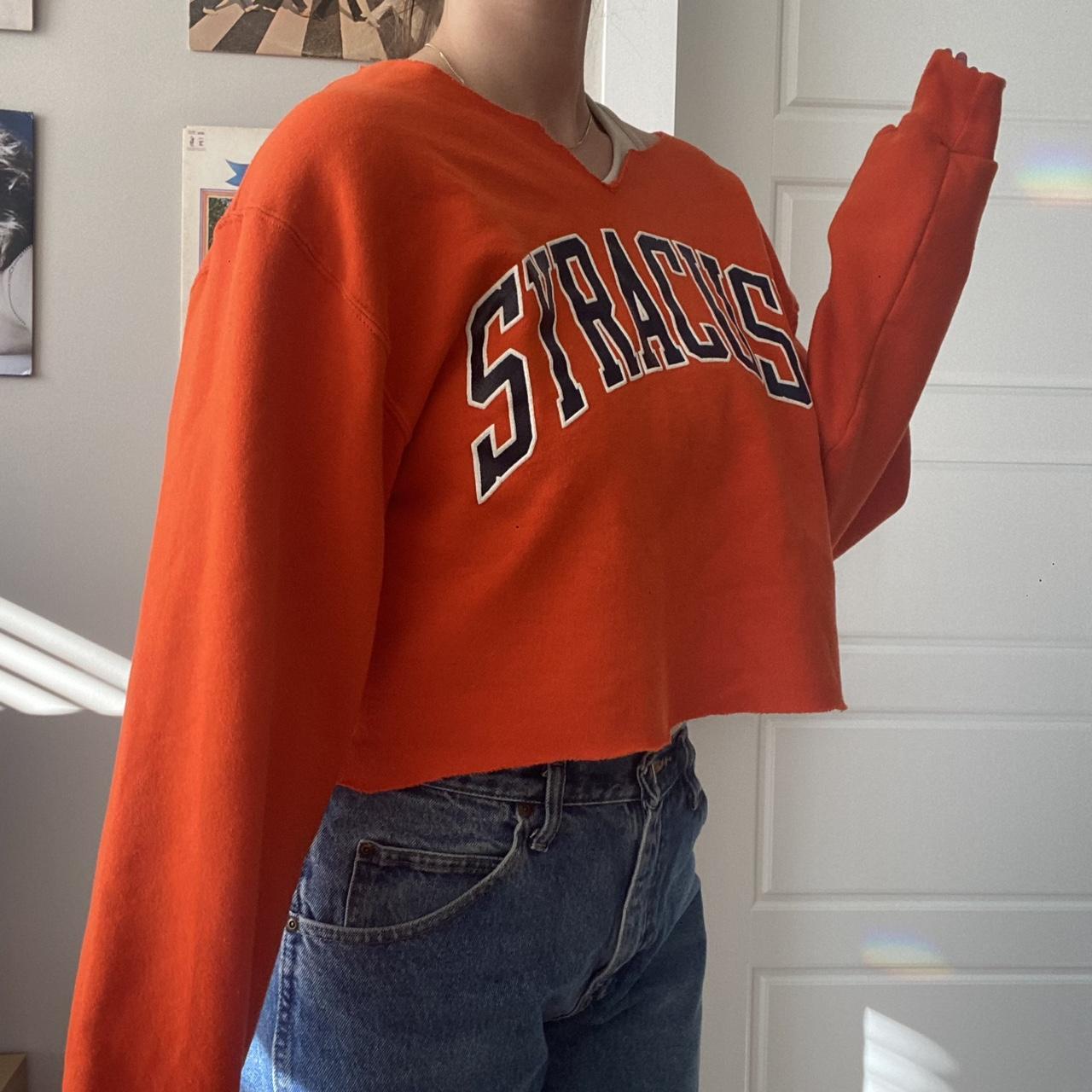 Cropped and cute bright orange Syracuse sweatshirt.... - Depop