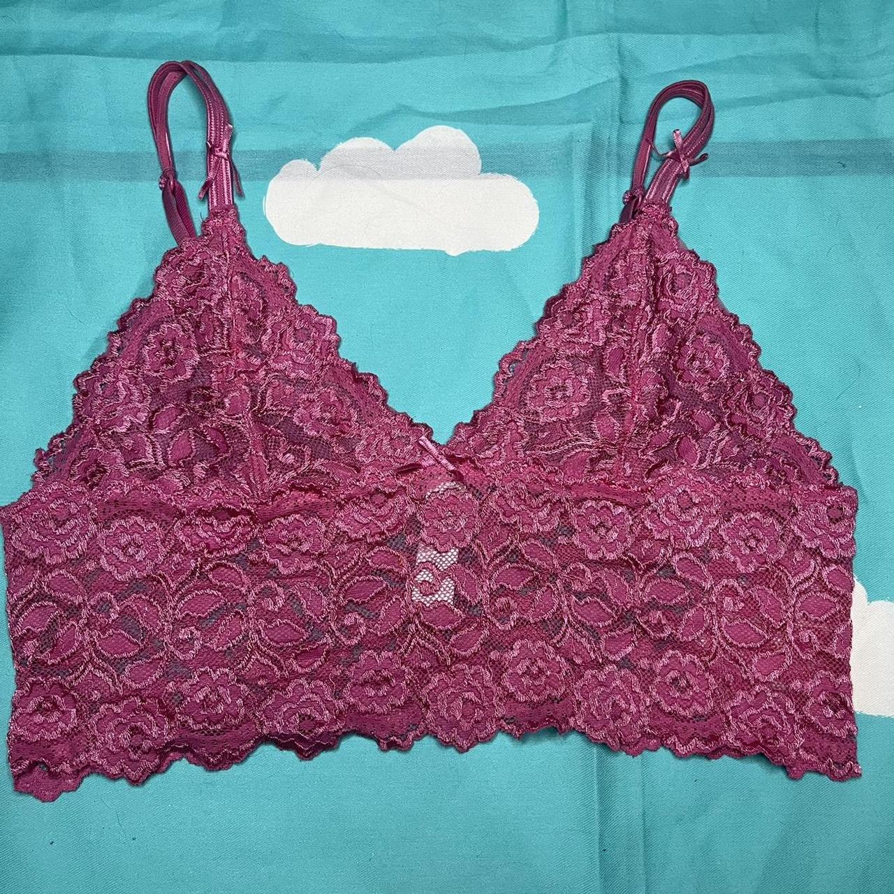 pink sheer lace bralet top size large has adjustable... - Depop