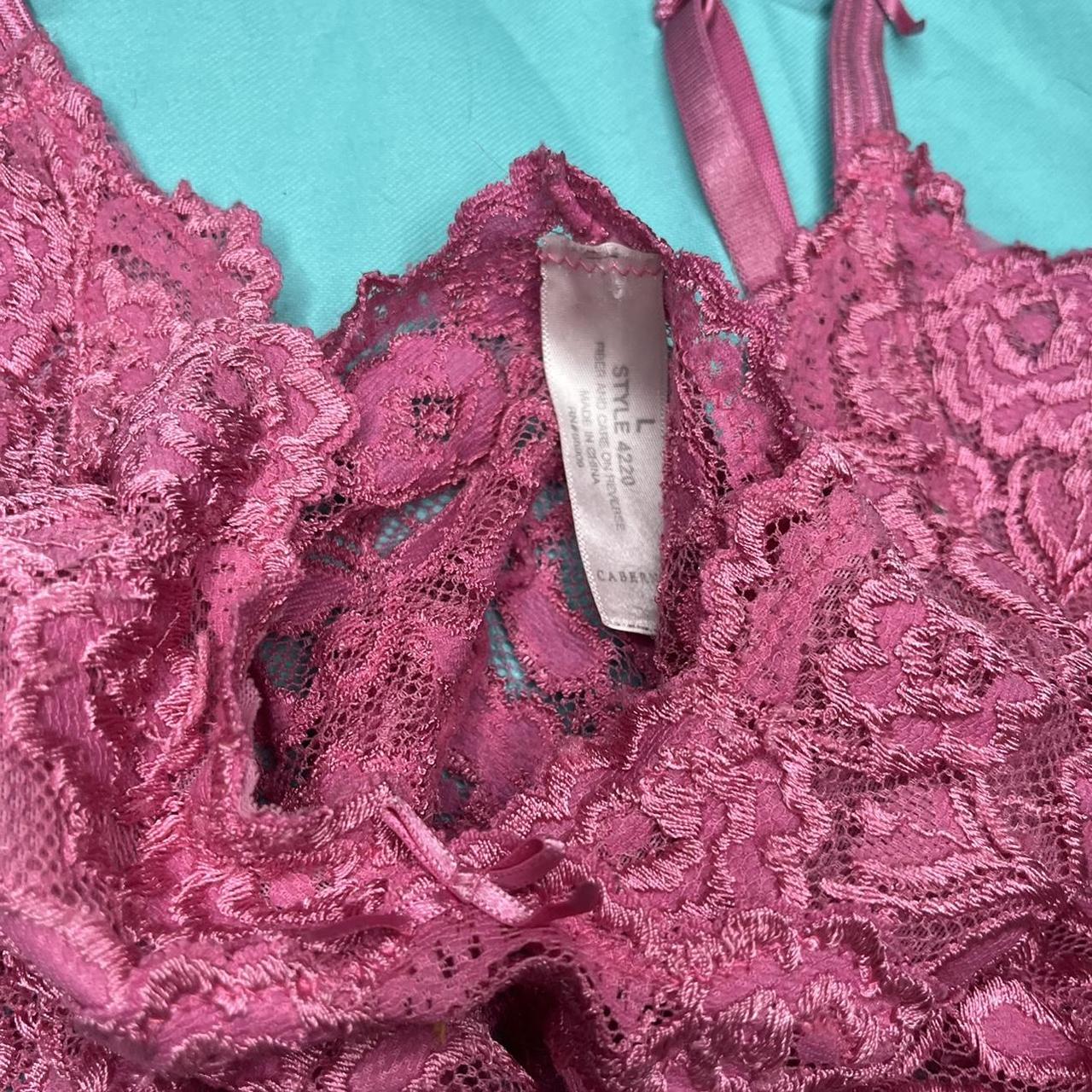 pink sheer lace bralet top size large has adjustable... - Depop