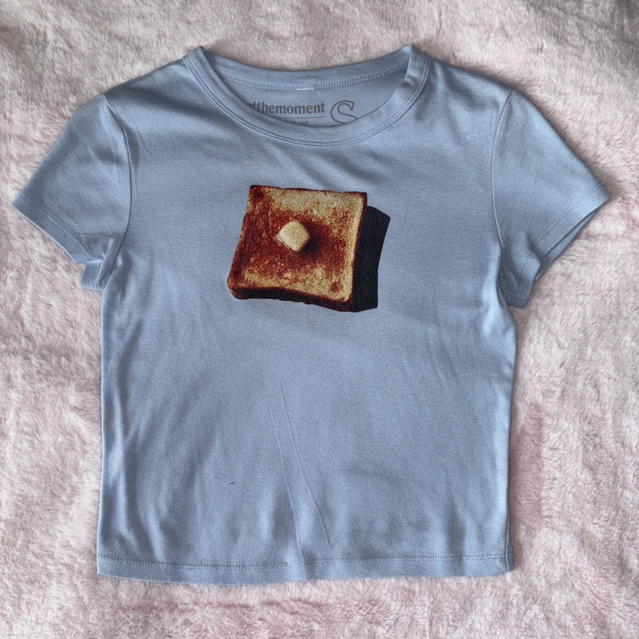 blue atthemoment toast baby tee 100% cotton blend,... | Depop