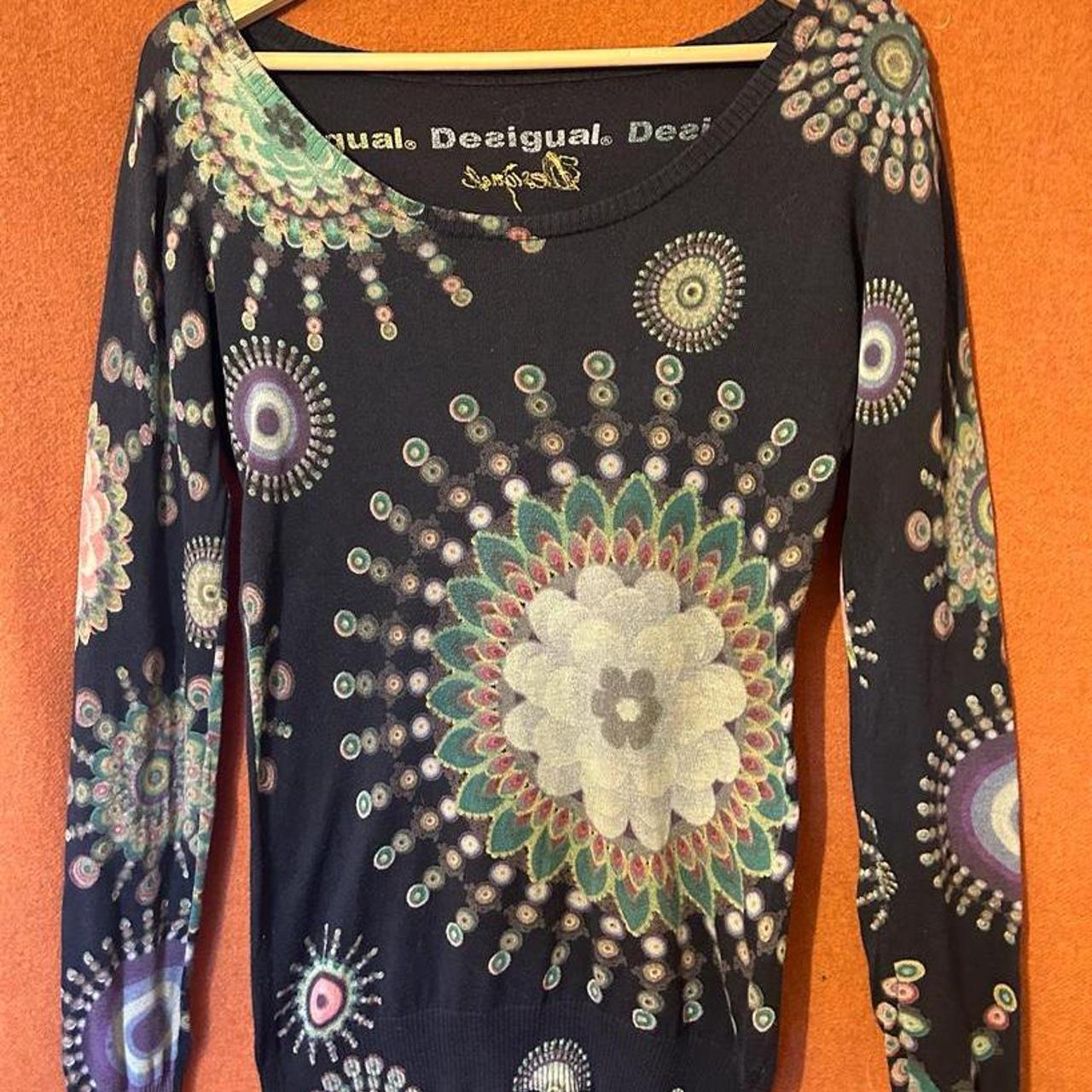 Pre loved, floral design, Desigual jumper. - Depop