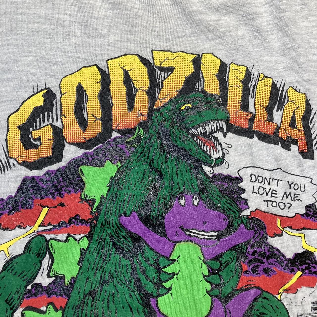 Vintage Godzilla Meets Barney Cartoon Parody... - Depop