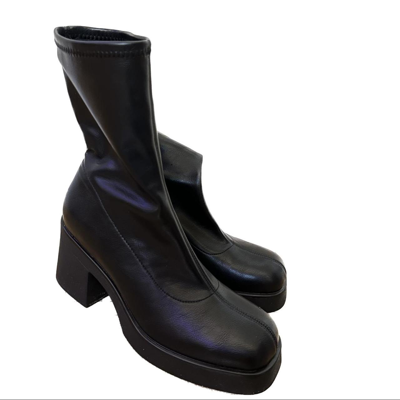 calf high platform boots! ~3 inch heel in size 9 🖤... - Depop