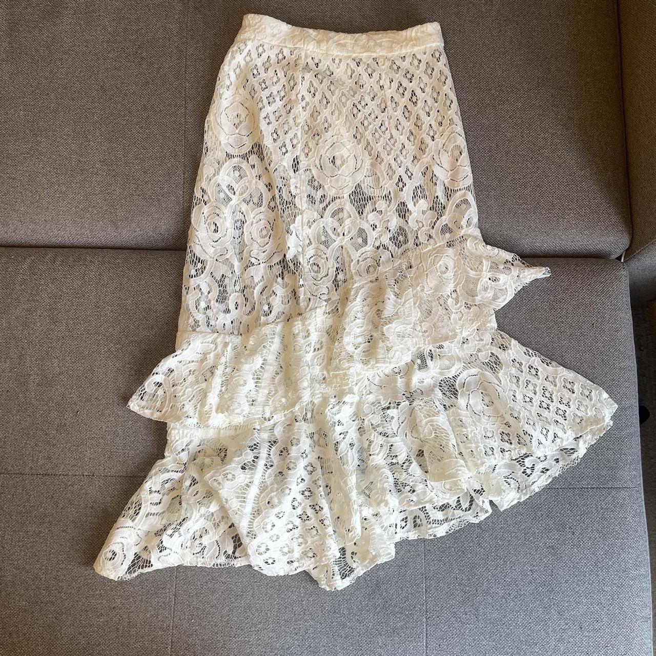 Stunning lace ruffle skirt, completely sheer. Sexy... - Depop