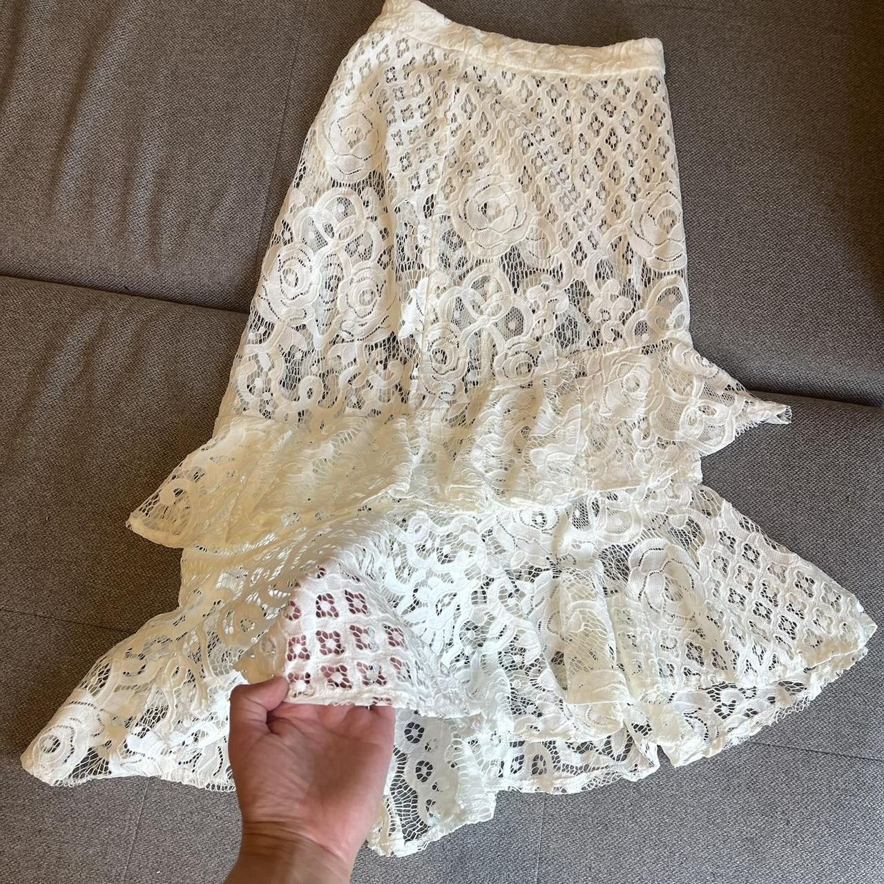Stunning lace ruffle skirt, completely sheer. Sexy... - Depop