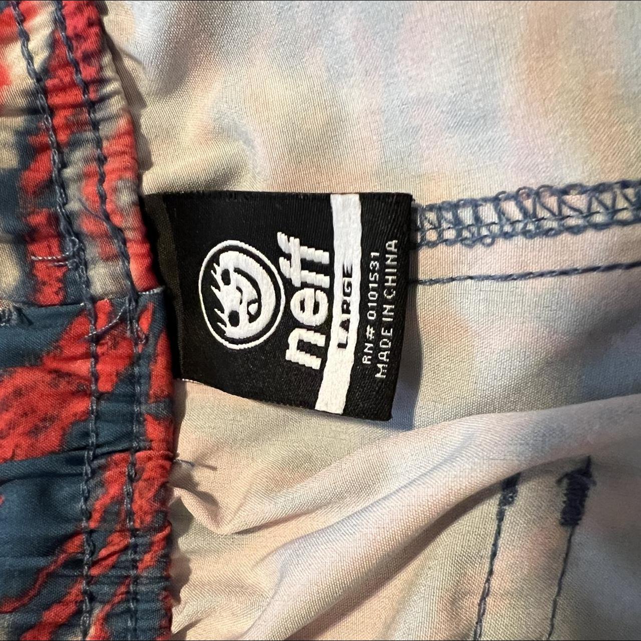 NEFF red and blue tie dye board shorts size Large - Depop