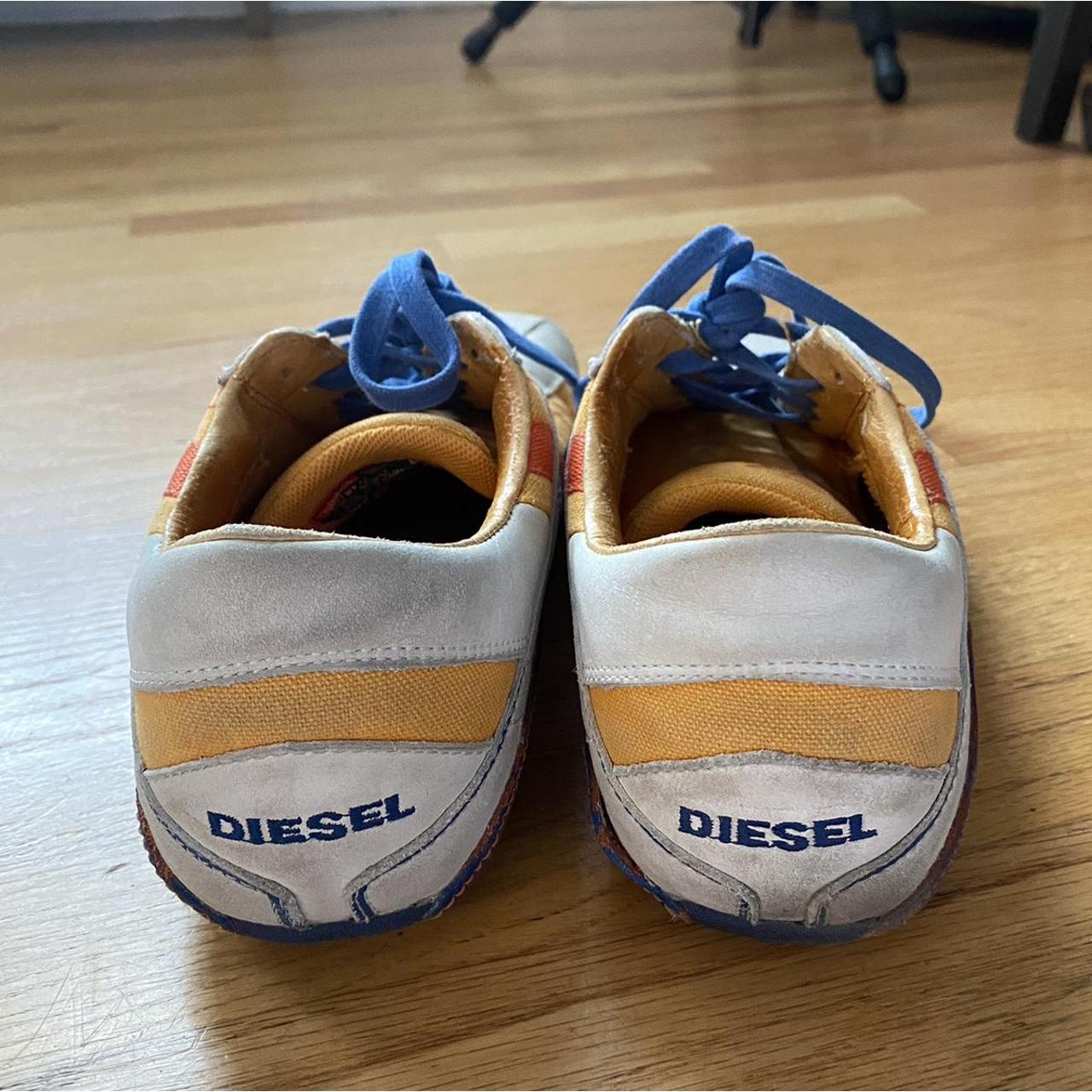 Diesel Women's Orange and Blue Trainers | Depop