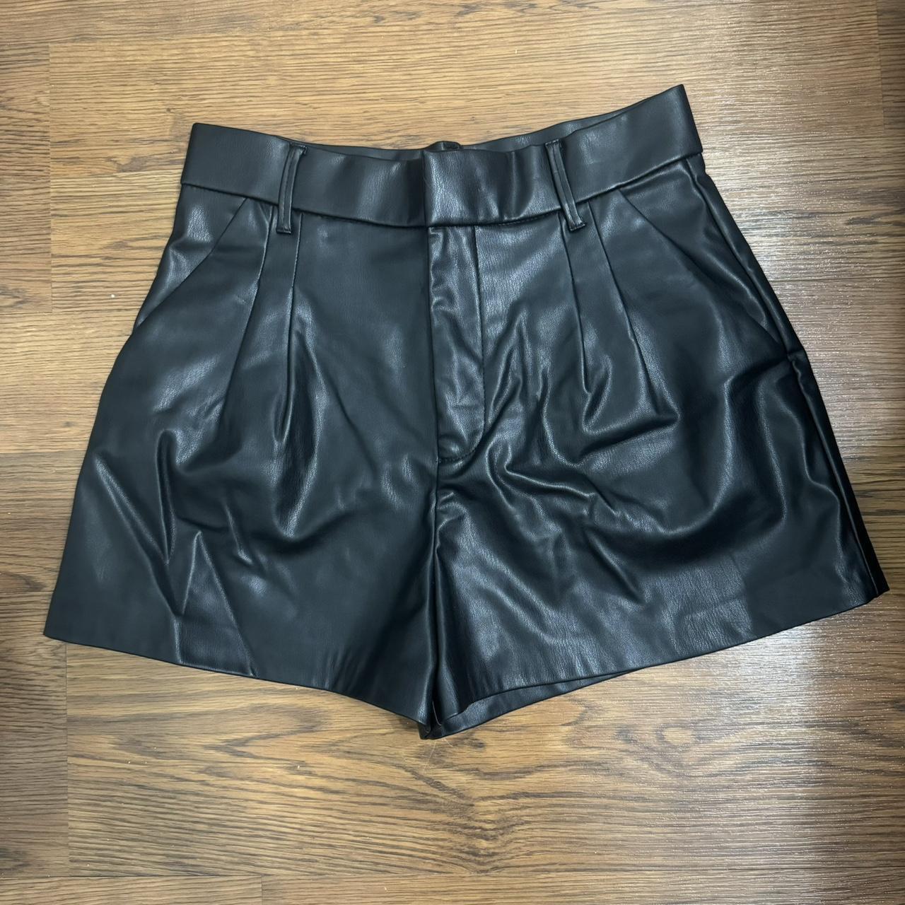 Zara Faux Leather Shorts Worn 1/2 times - Depop