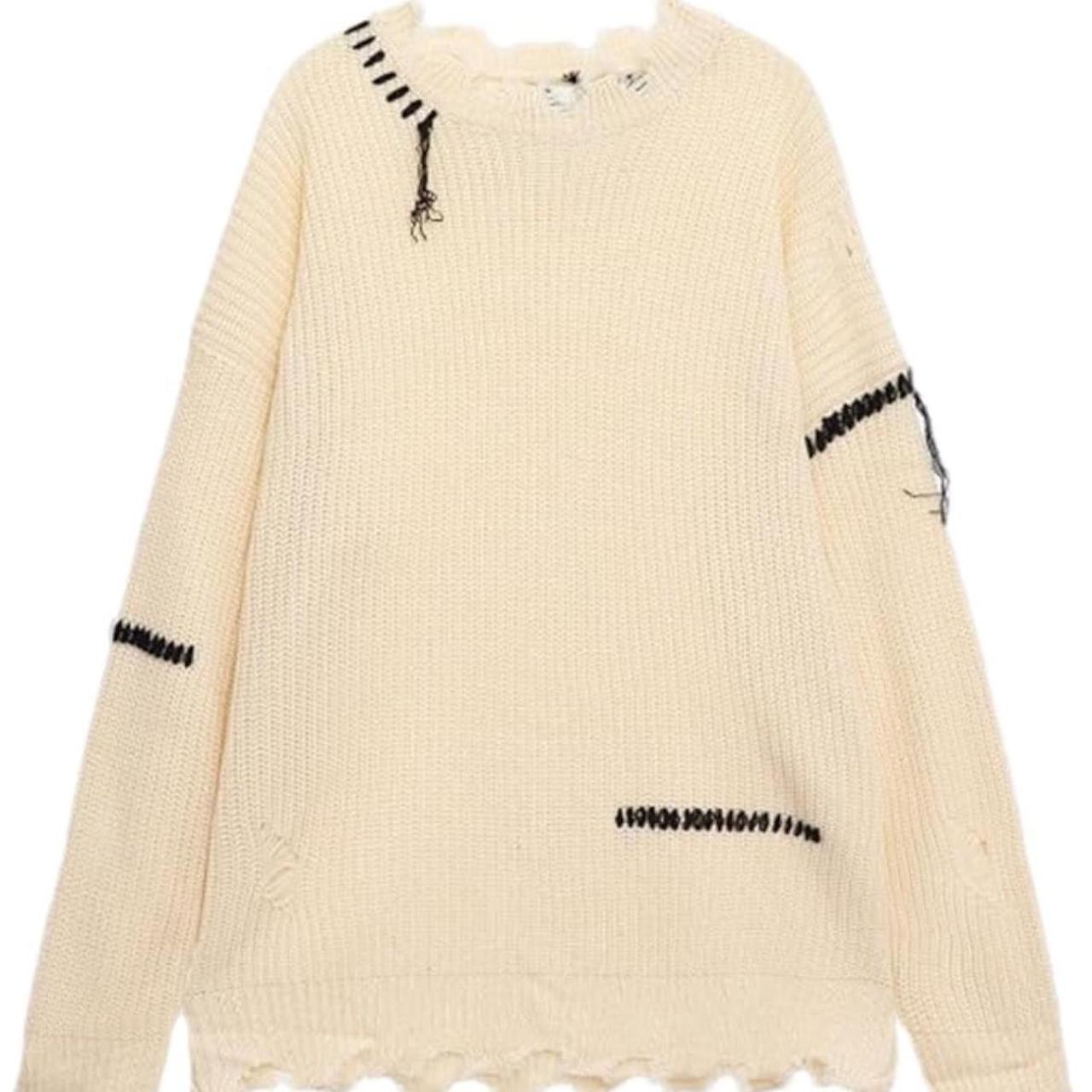 distressed oversized sweater, no tags but fits like... - Depop