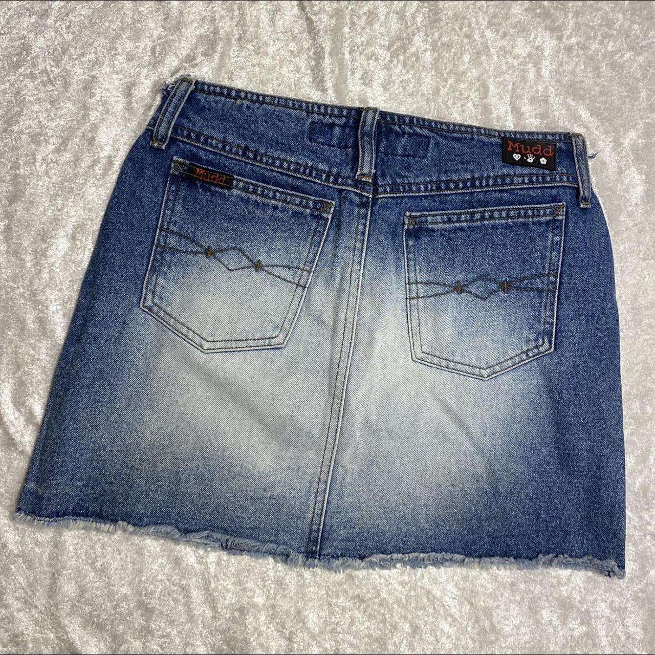 2000s mudd yo! denim mini skirt - distressed hem -... - Depop