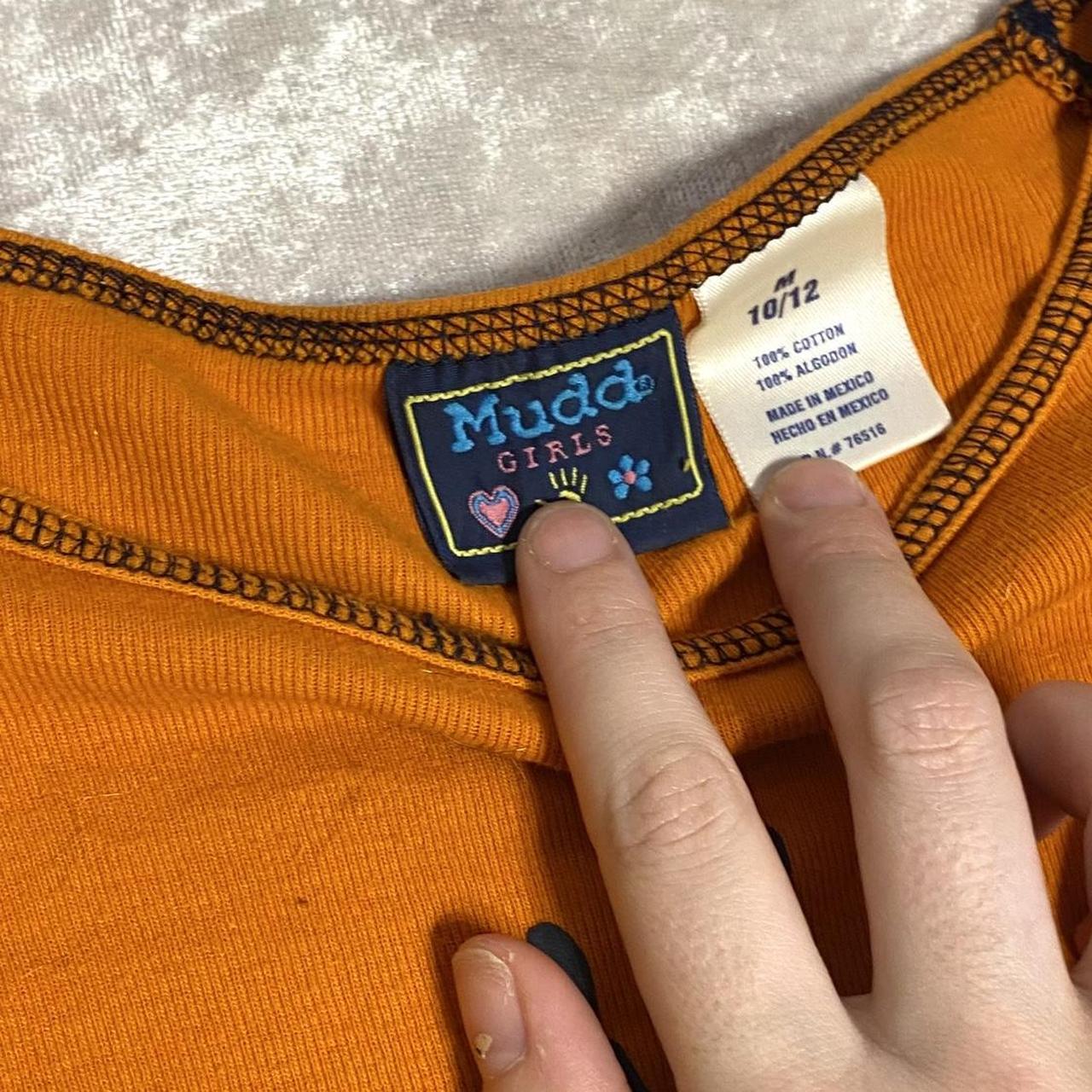 00s mudd handprint logo longsleeve - orange with... - Depop