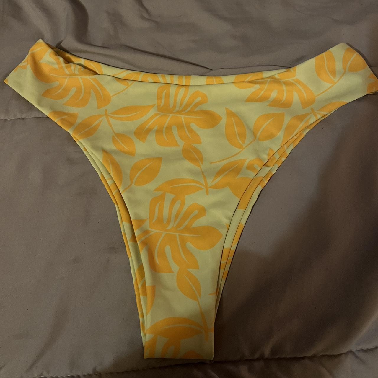 Tropical bathing suit bottom •one tiny stain, could... - Depop