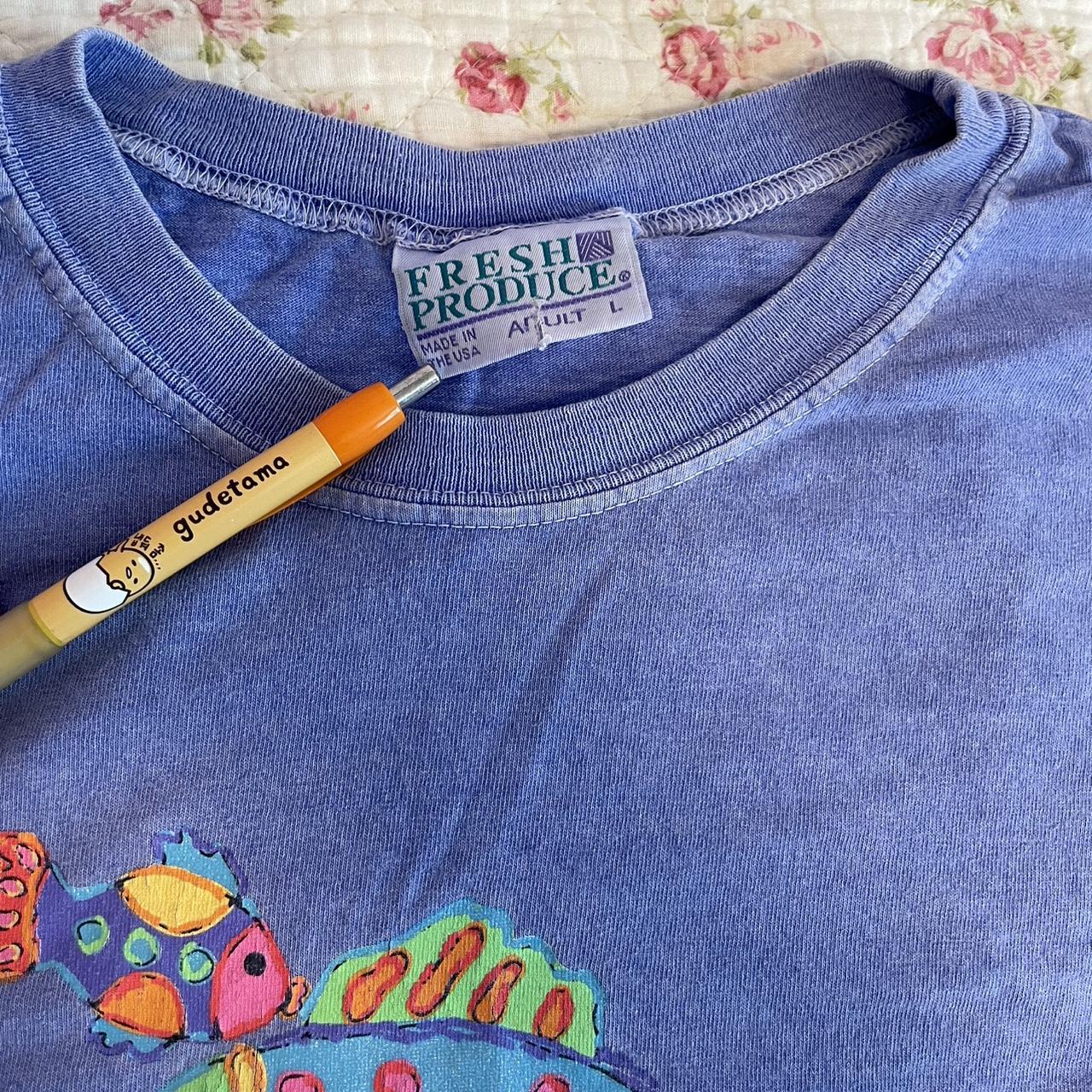 90s multi-coloured fish graphic tee Size: Adult L -... | Depop