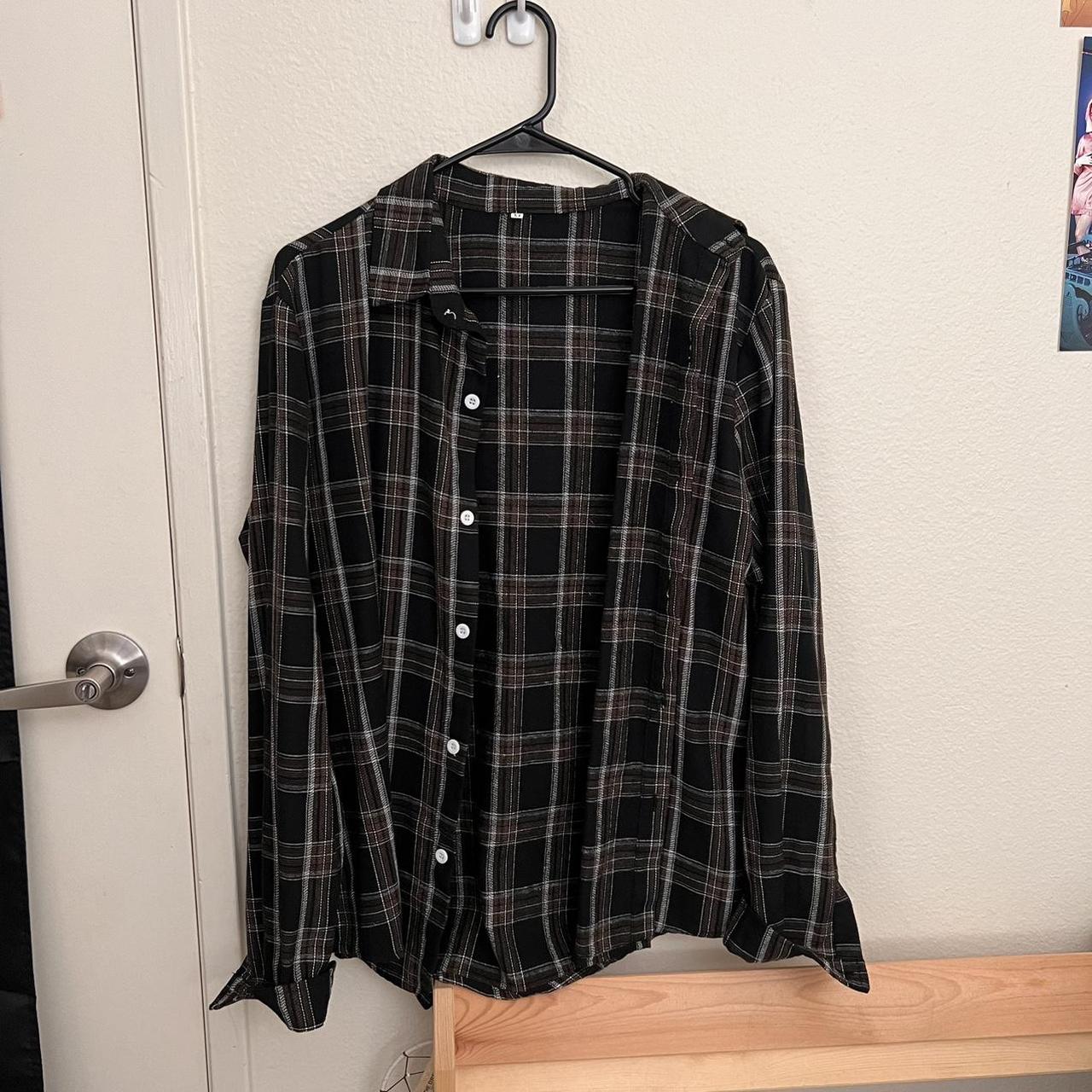 brown and black flannel from yesstyle - Depop