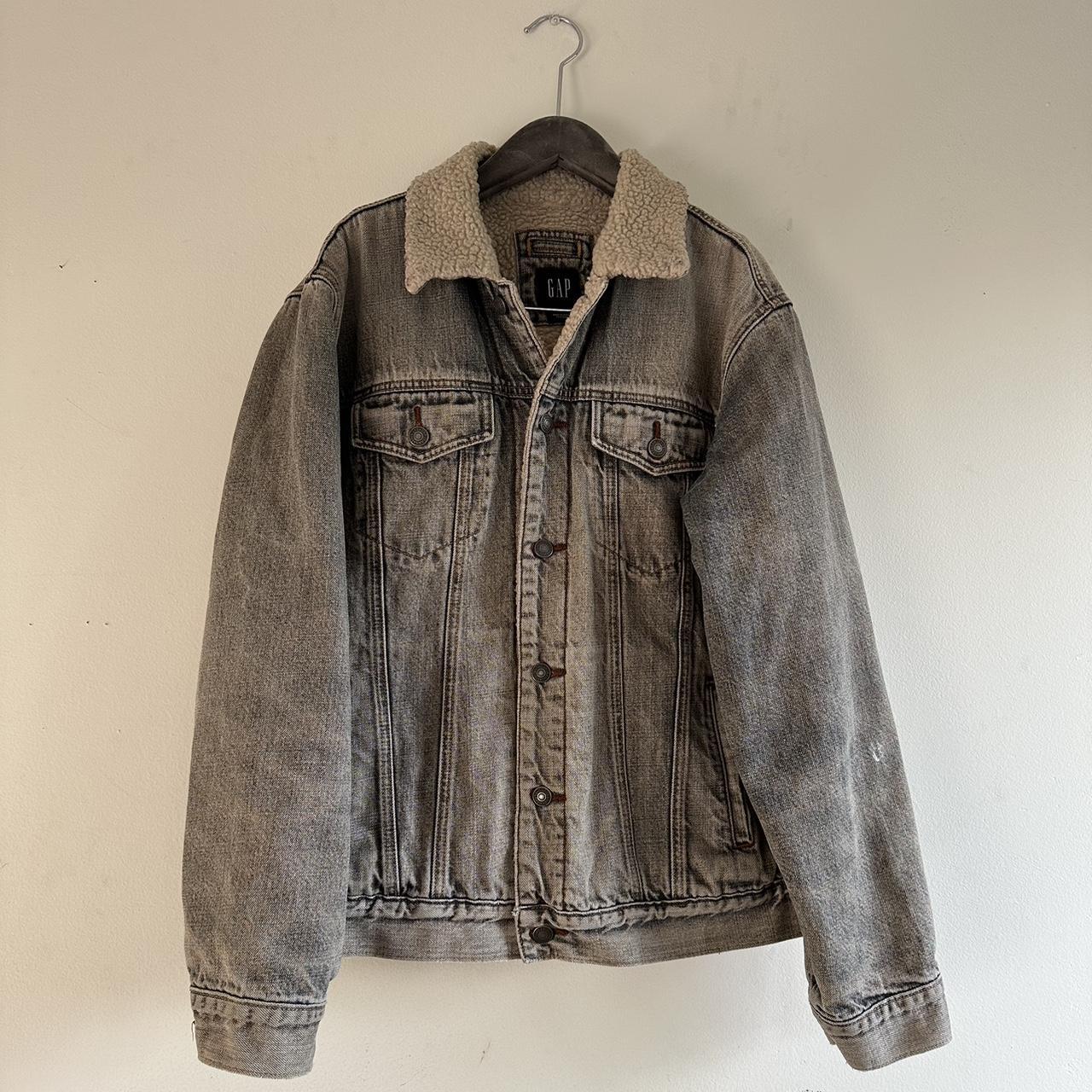 Gap Greywash Sherpa Denim Jacket in perfect... - Depop