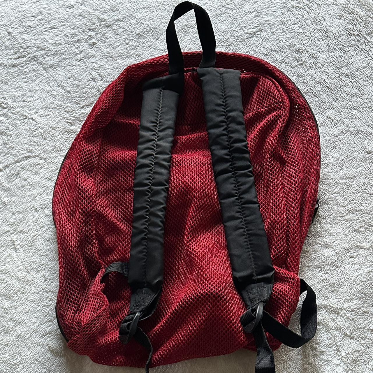 Jansport Ruby-Red Mesh Backpack very cool gently... - Depop